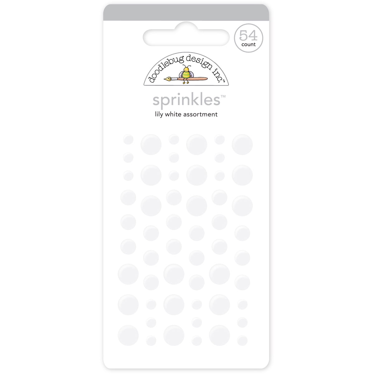 Doodlebug Sprinkles Adhesive Glossy Enamel Dots-Lily White, 54/Pkg ...