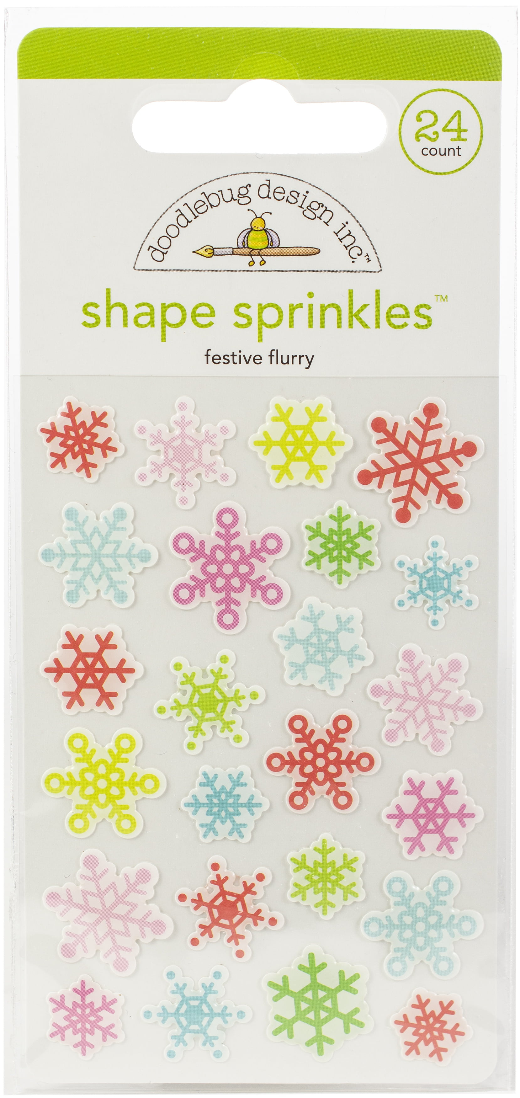 Doodlebug Sprinkles Adhesive Glossy Enamel Shapes-Festive Flurry ...