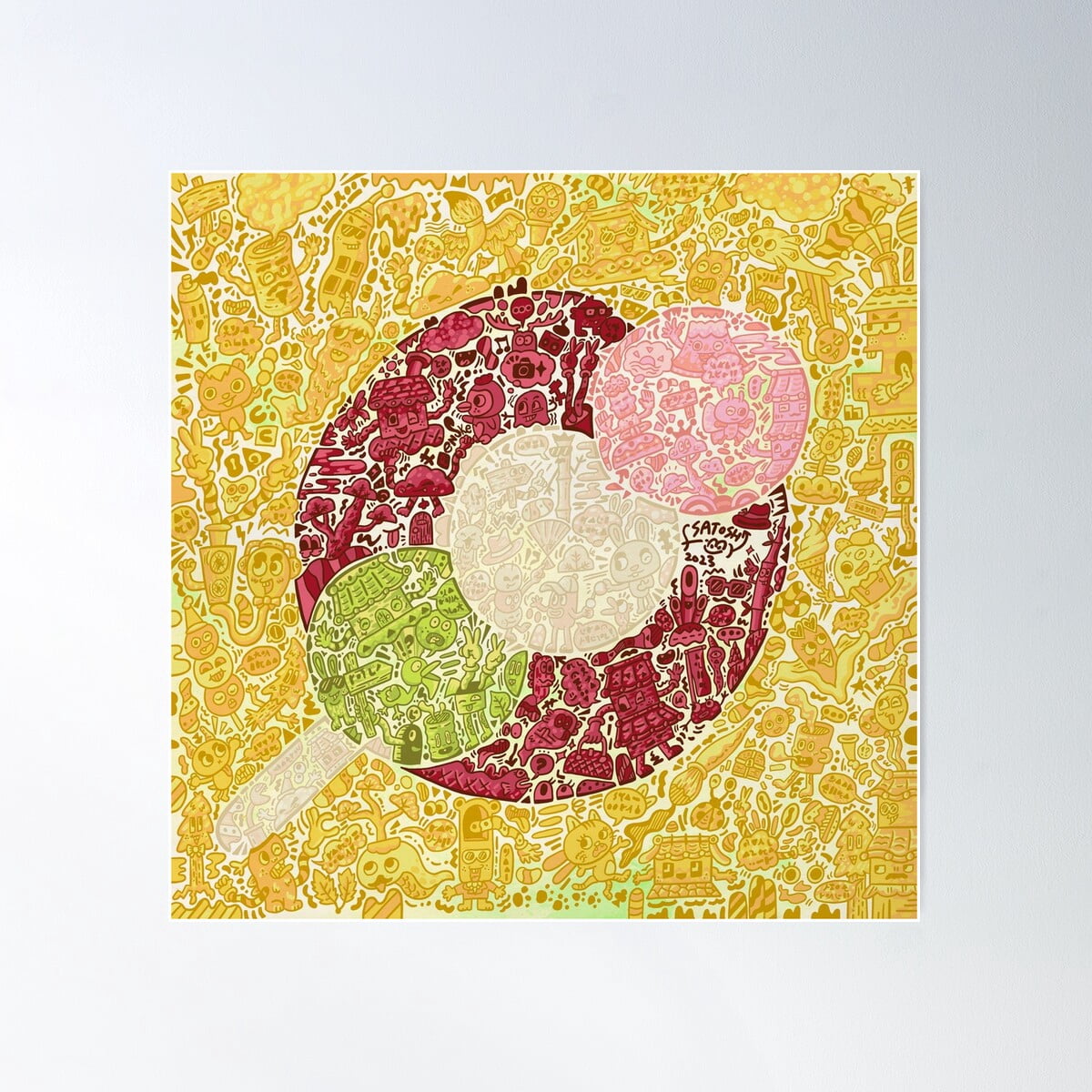 Doodled Japanese Dango Poster Wall Art, Modern Wall Decor For Living ...