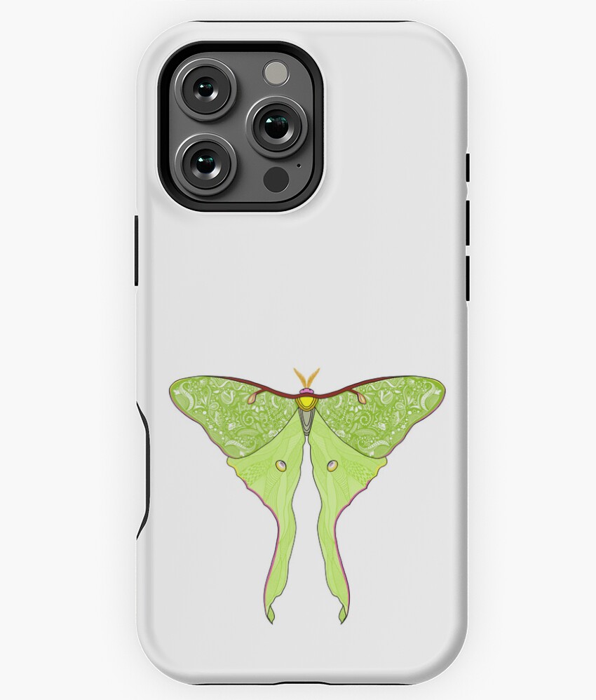 Doodled Luna Moth Sketch Style Art N5747 Phone Case for iPhone 17 16 15 ...