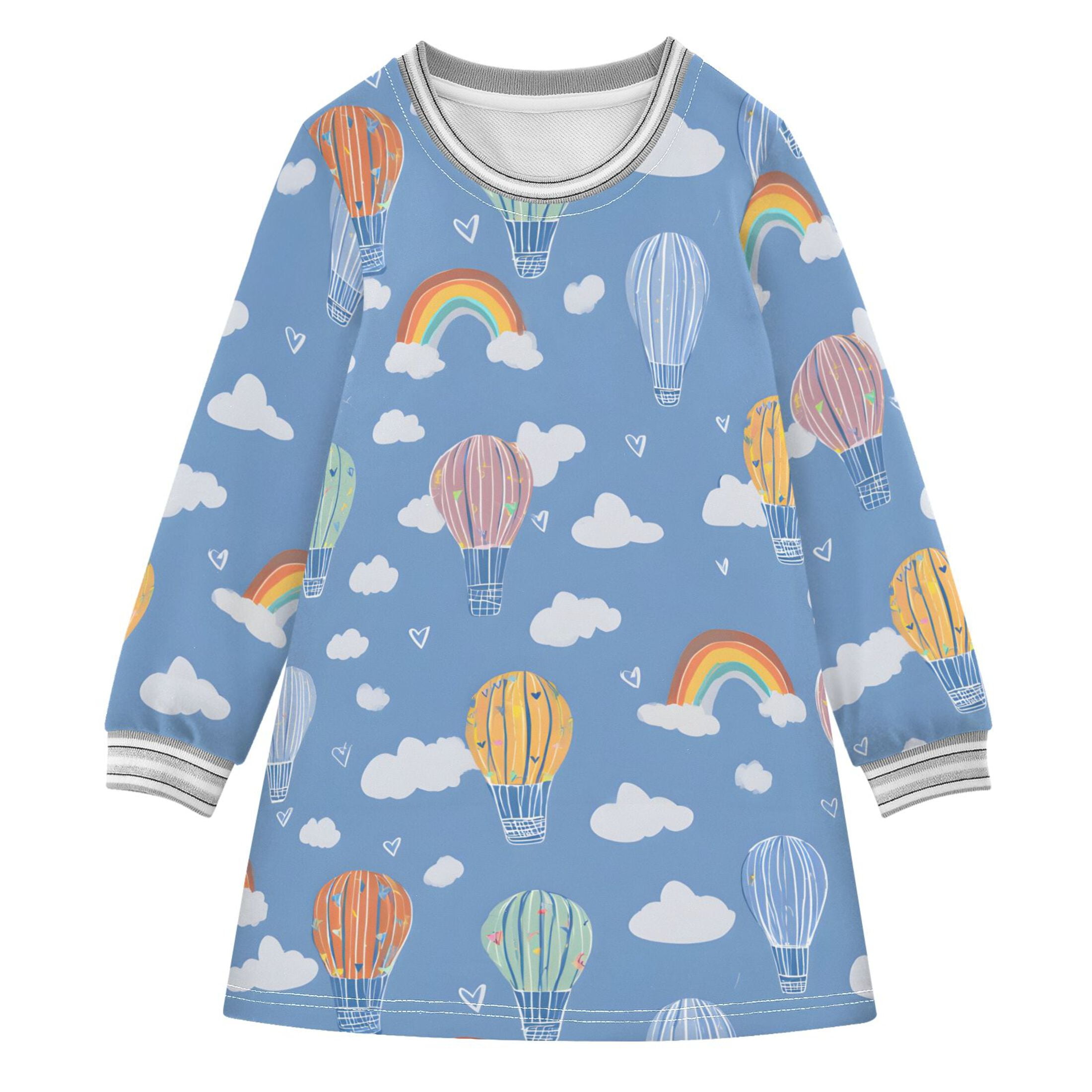 Doodled Sky Ride Girls'long-sleeved dress Thickened A-dress Warm Dress ...