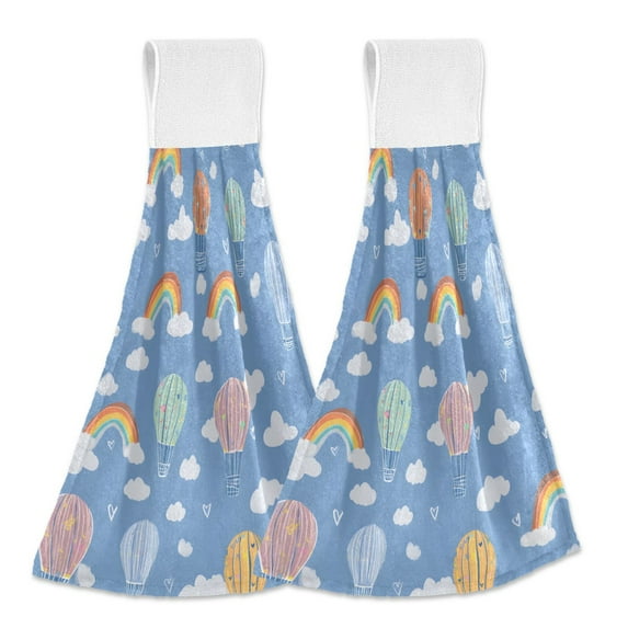 Doodled Sky Ride Hand Towels 2 Pack Quick Drying Home Storage Kitchen ...