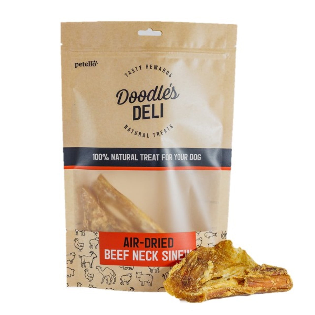 Doodles Deli Air Dried Beef Neck Sinew 100g Case of 8 - Walmart.com