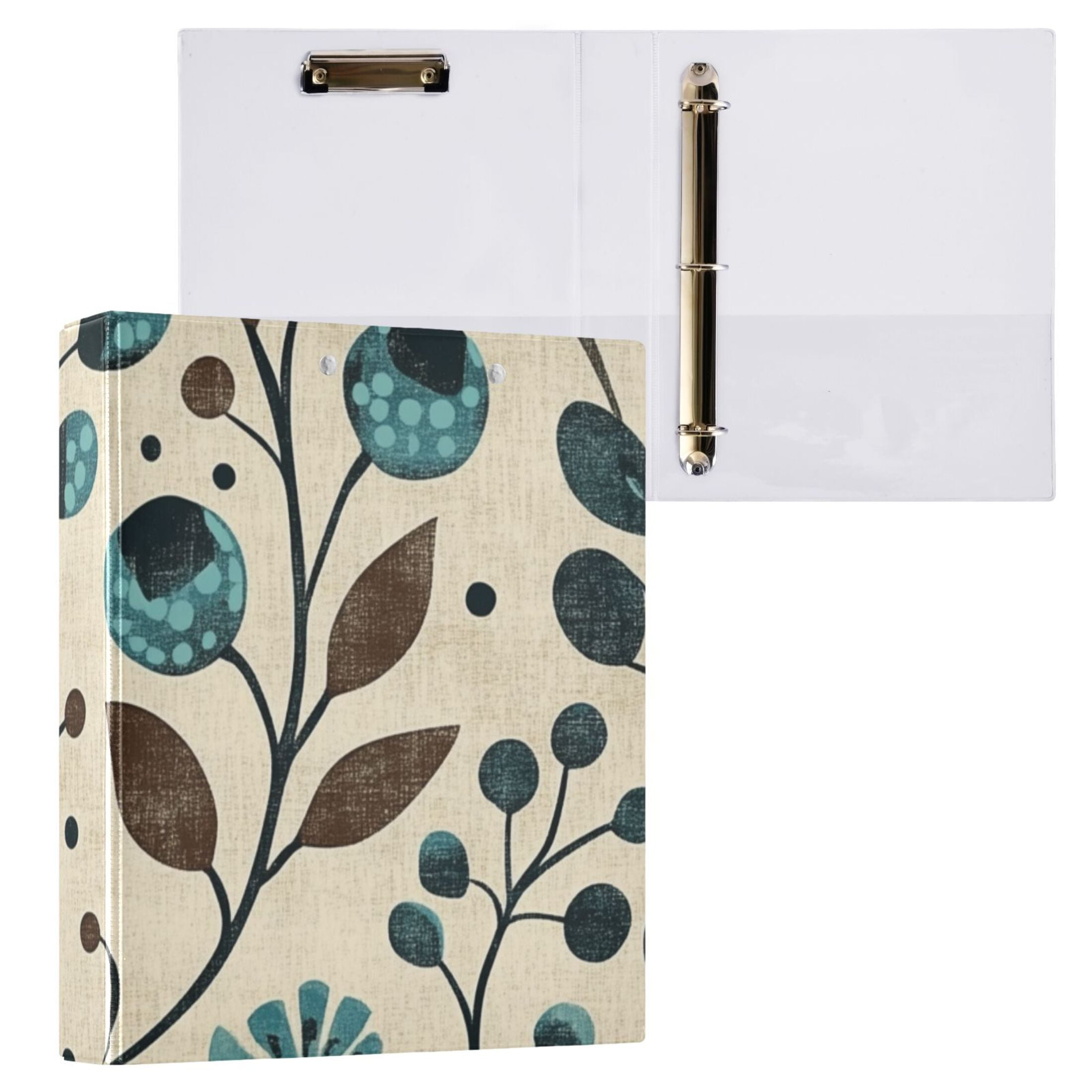 Doodles Leaves Flowers 3 Ring Binders 1.5 inch Hardcover File Folders ...