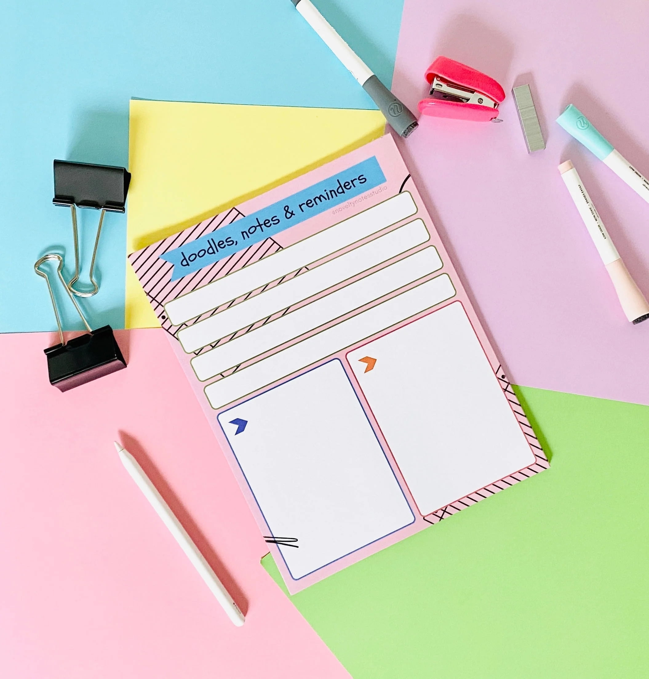 Doodles Notes Reminders Pastel Stationery Notepad - Walmart.com