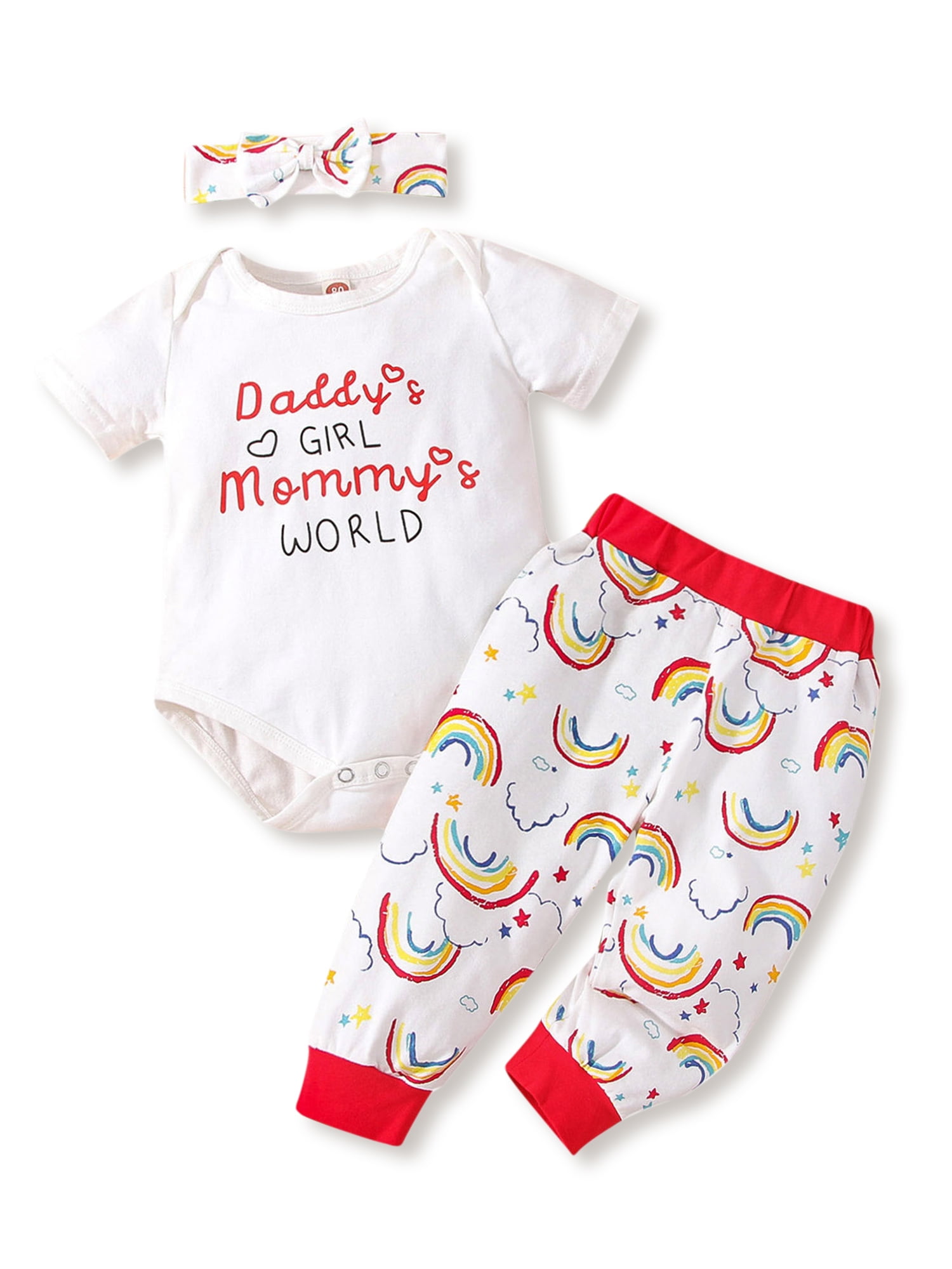 Dooleck Daddys Girl Baby Clothes Infant Outfit Rainbow Bodysuit Halen ...