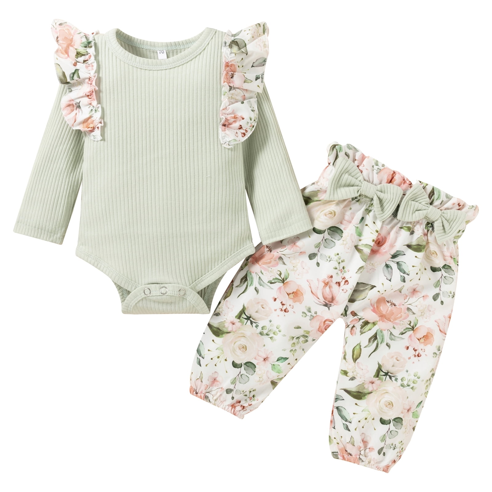 Dooleck Pit Strip Girl Baby Clothes Newborn Outfit Ruffle Floral Print ...