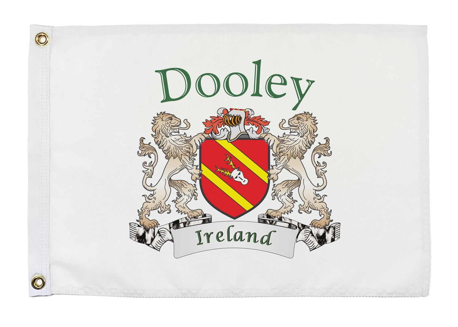 Dooley Irish Coat of Arms Small White Flag - 16"x10.5" inches - Walmart.com