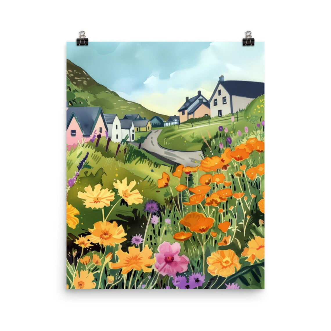 Doolin Ireland Print, Wildflower Landscape Wall Art, Irish Countryside ...