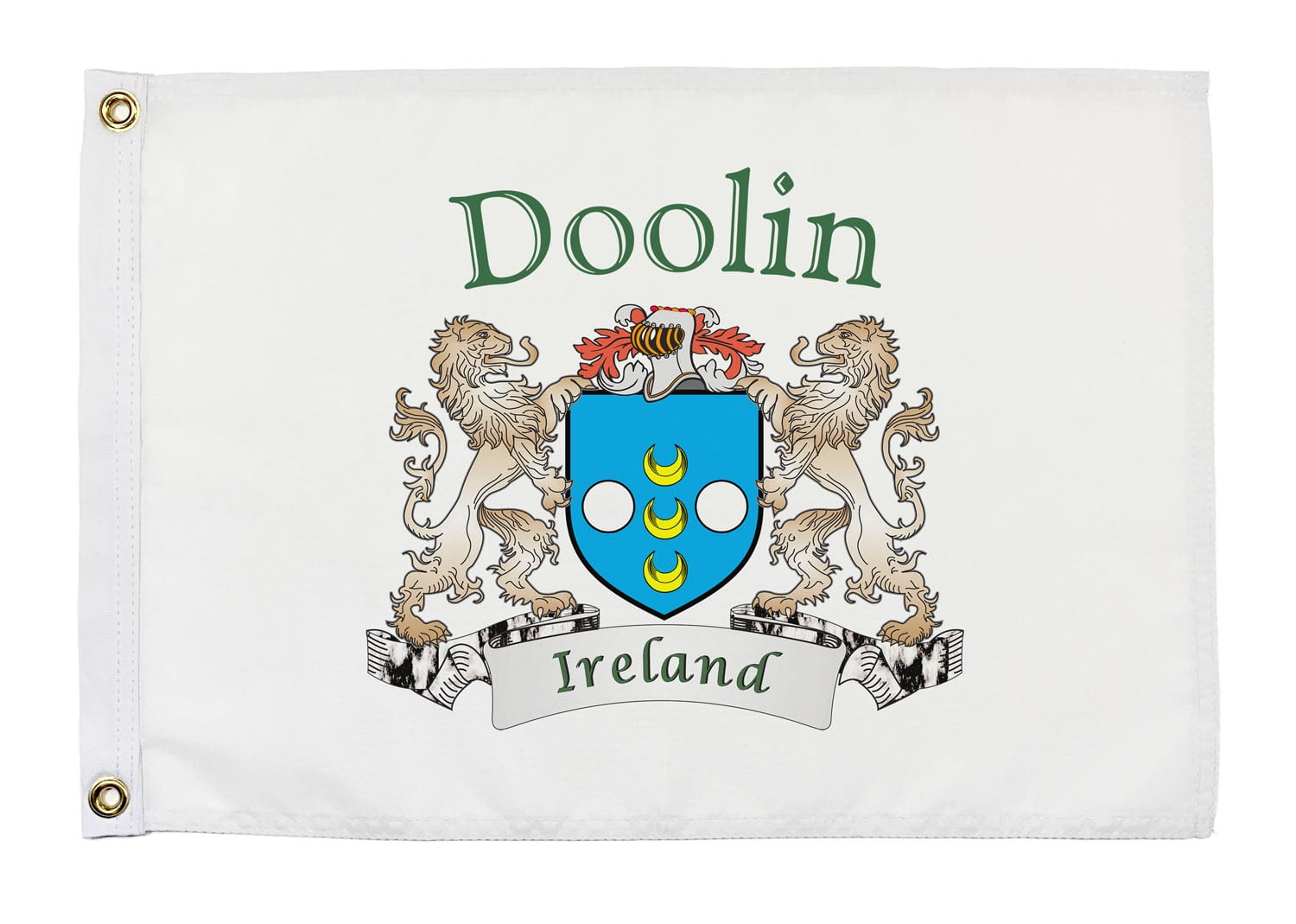 Doolin Irish Coat of Arms Small White Flag - 16"x10.5" inches - Walmart.com