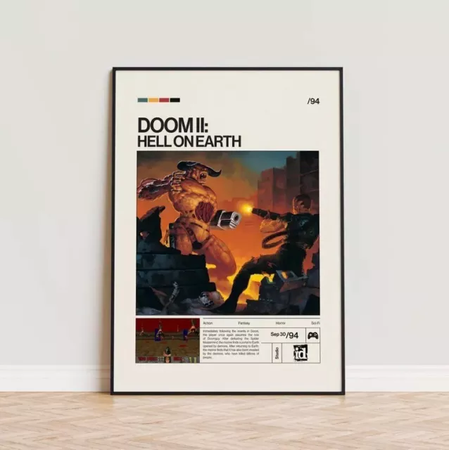 Doom 2 - Hell On Earth Poster, Video Game Poster, Minimalist Game Print ...