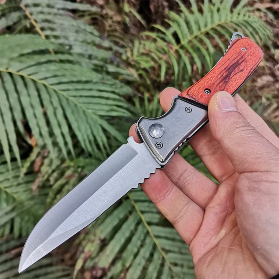 Doom Blade 16-01Z EDC Folding Pocket Knife,Satin Blade, Wood Handle ...