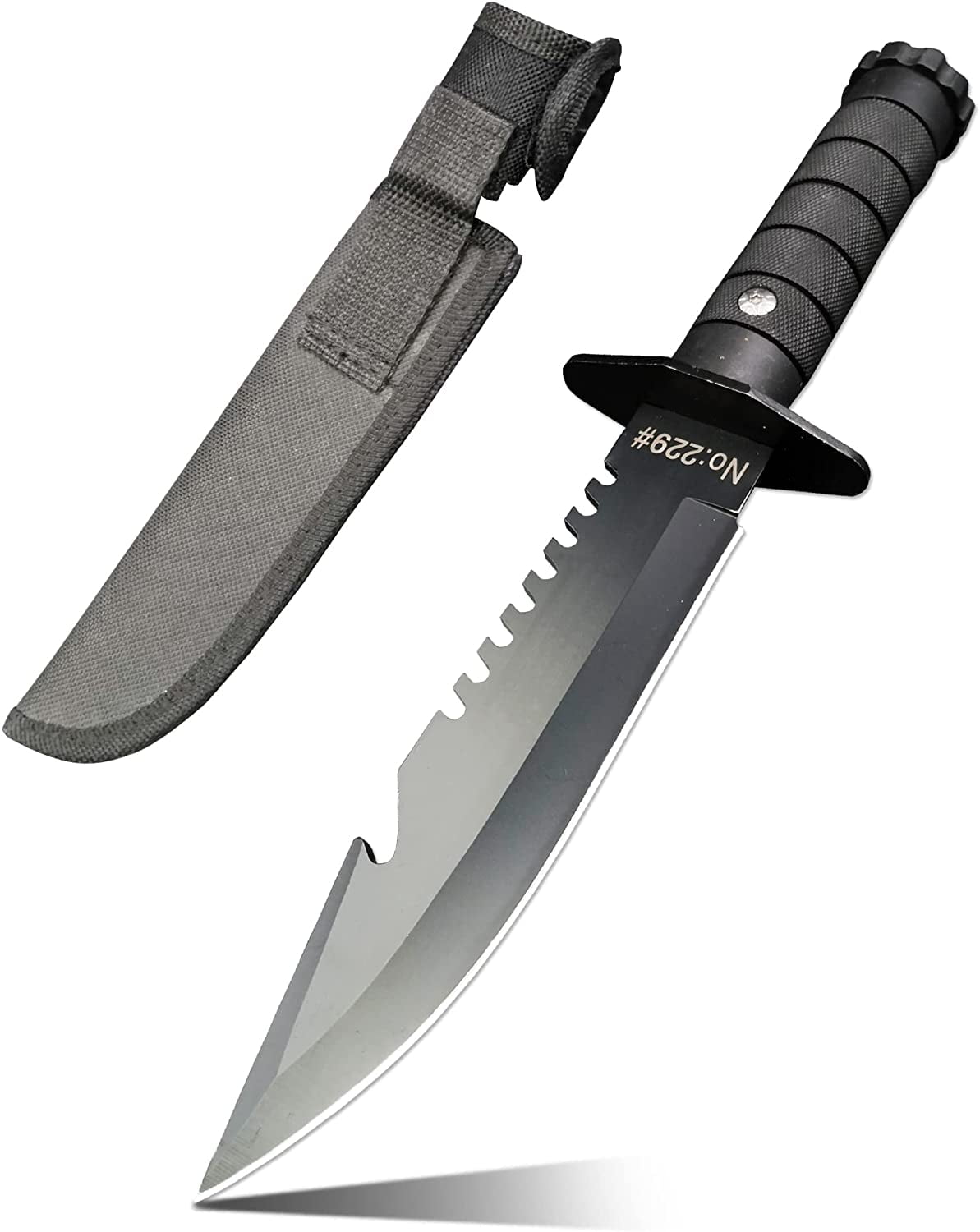 Doom Blade Outdoor Serrated Fixed Blade Knife with Wood Handle and ...