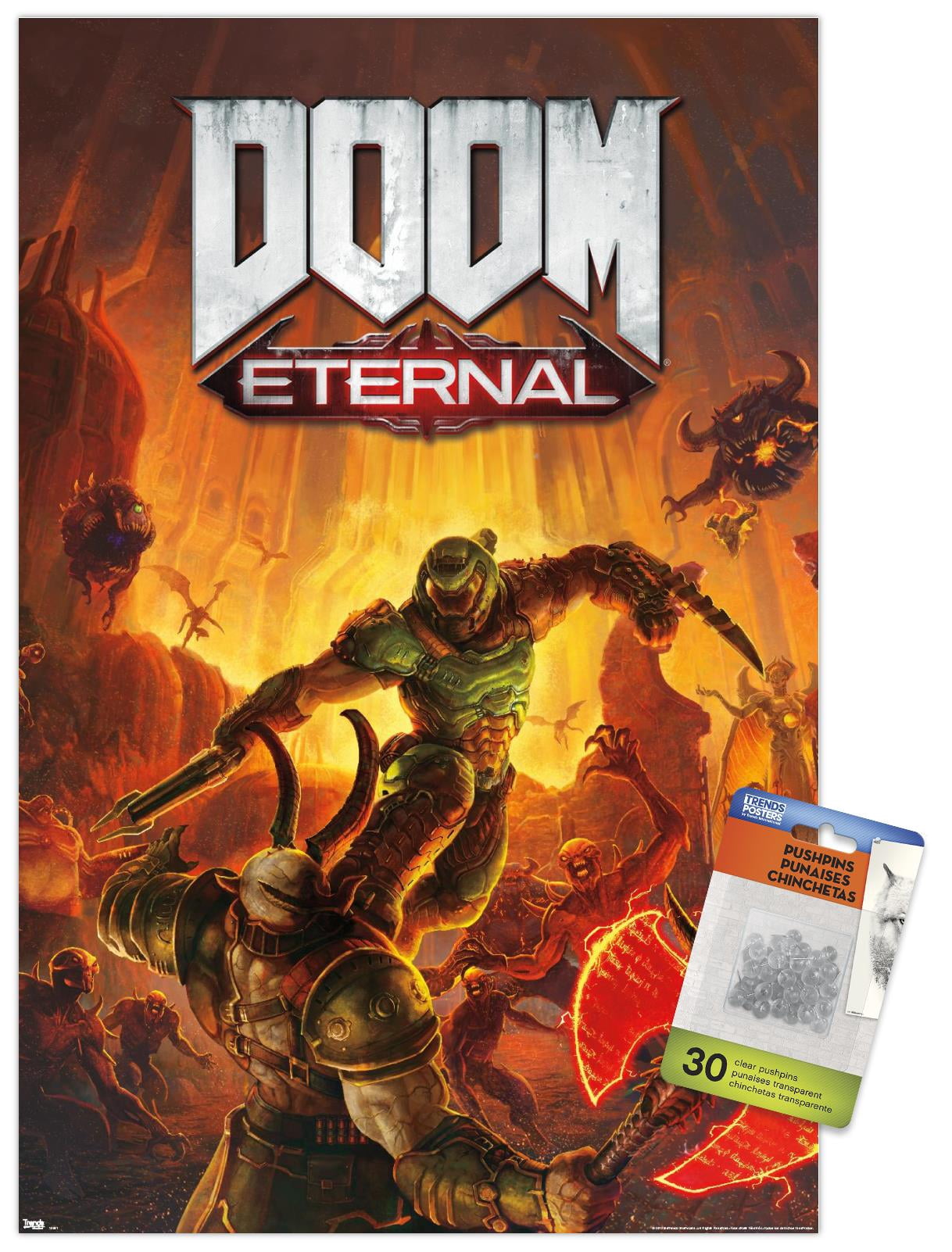 Doom Eternal - Marauder Wall Poster with Push Pins, 14.725" x 22.375 ...