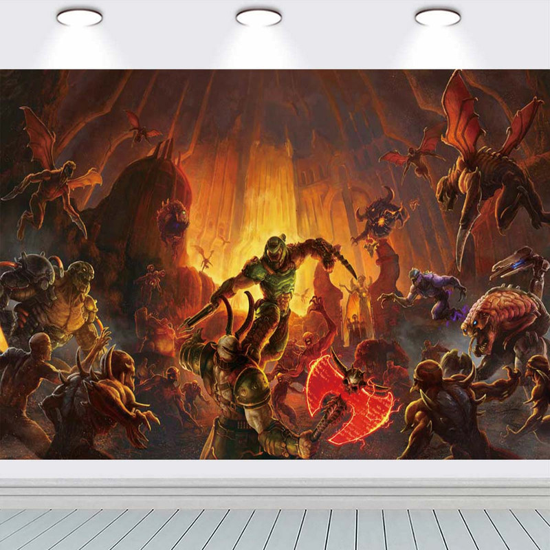 Doom Eternal Party Supplies Background Backdrop Taspestry Banner Poster ...