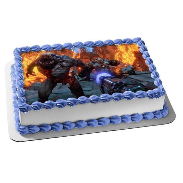 Doom Eternal Sci-Fi Shooter FPS Gaming Monsters Edible Cake Topper ...