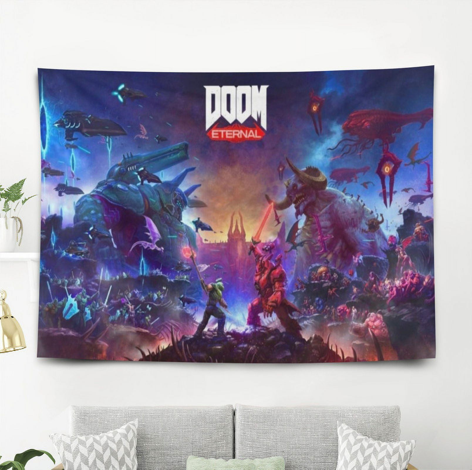 Doom Eternal Tapestry Gift Wall Hanging Backdrop for Room Bedroom Girls ...