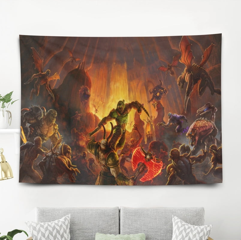Doom Eternal Tapestry Gift Wall Hanging Backdrop for Room Bedroom Girls ...