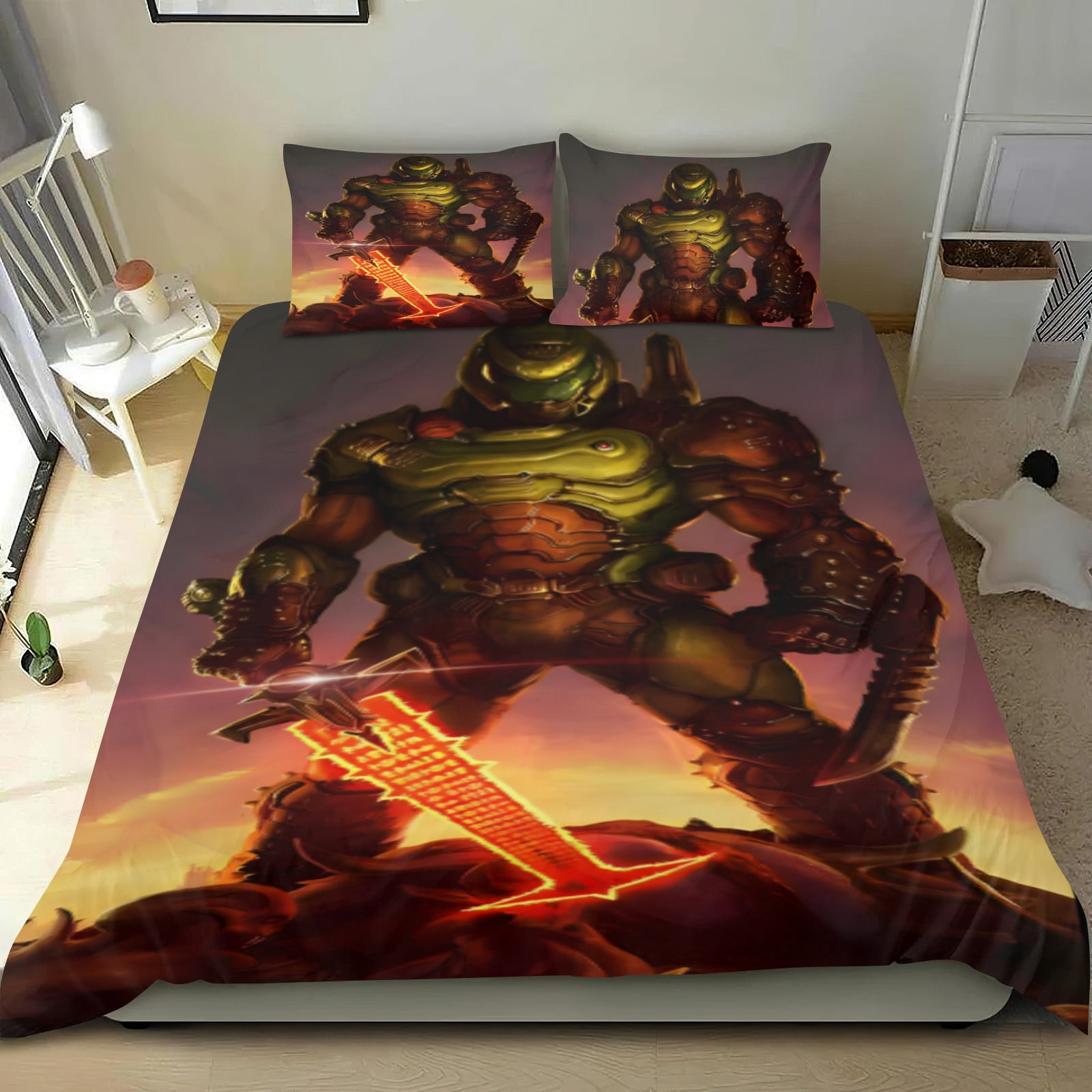 Doom Eternal thin bedding set has an iconic print,Two pillowcases ...