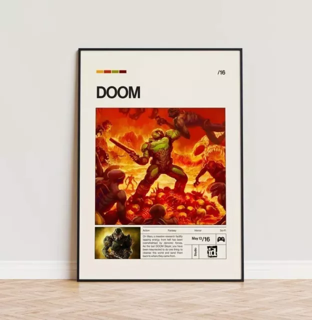 Doom Poster, Video Game Poster, Minimalist Game Print, Gaming Room ...