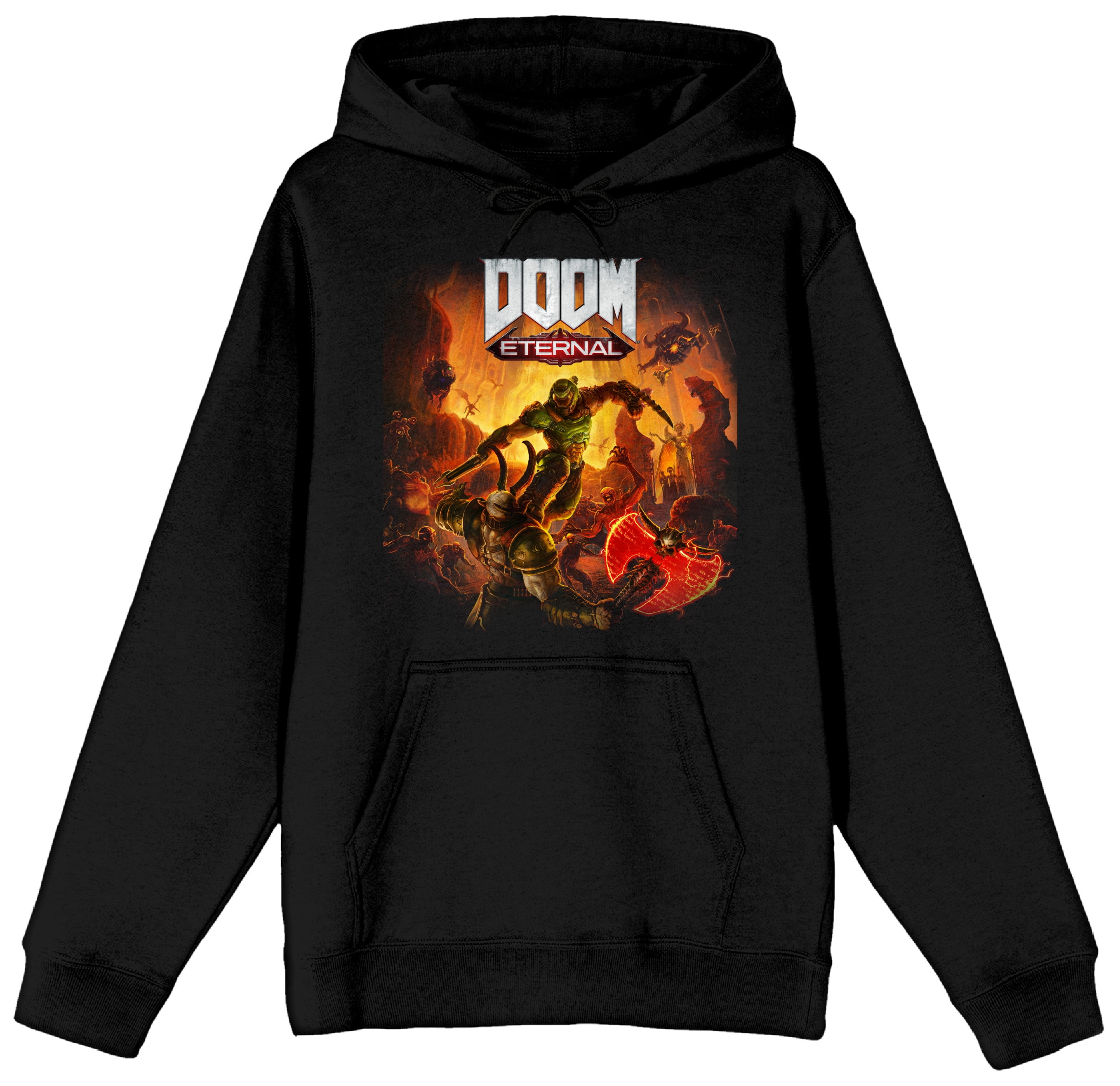Doom Video Game Key Art Distressed Men's Black Hooded Sweatshirt-XL ...