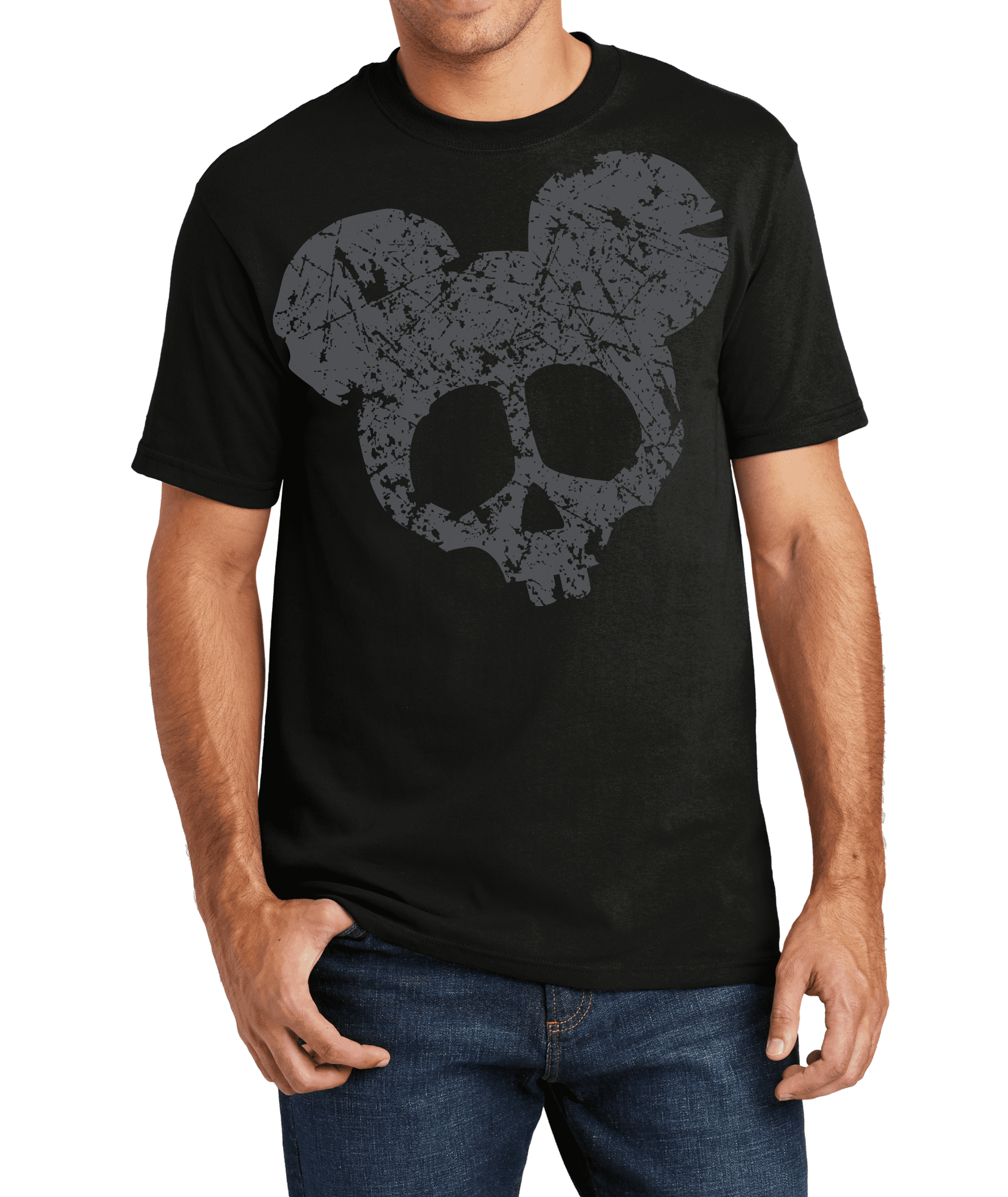 DoomBox Distressed Mouse Logo Design Men's Regular Cut Short Sleeve ...
