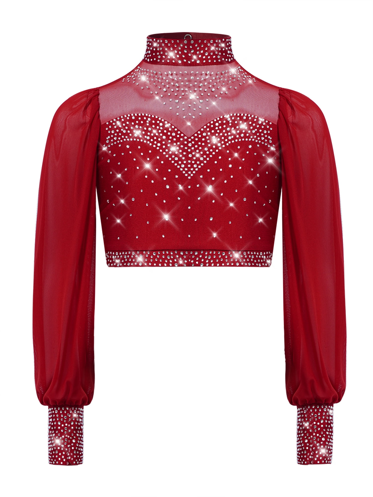 Doomiva Ballet Dance Crop Top for Girls Sparkly Gymnastics Shirt Cutout ...