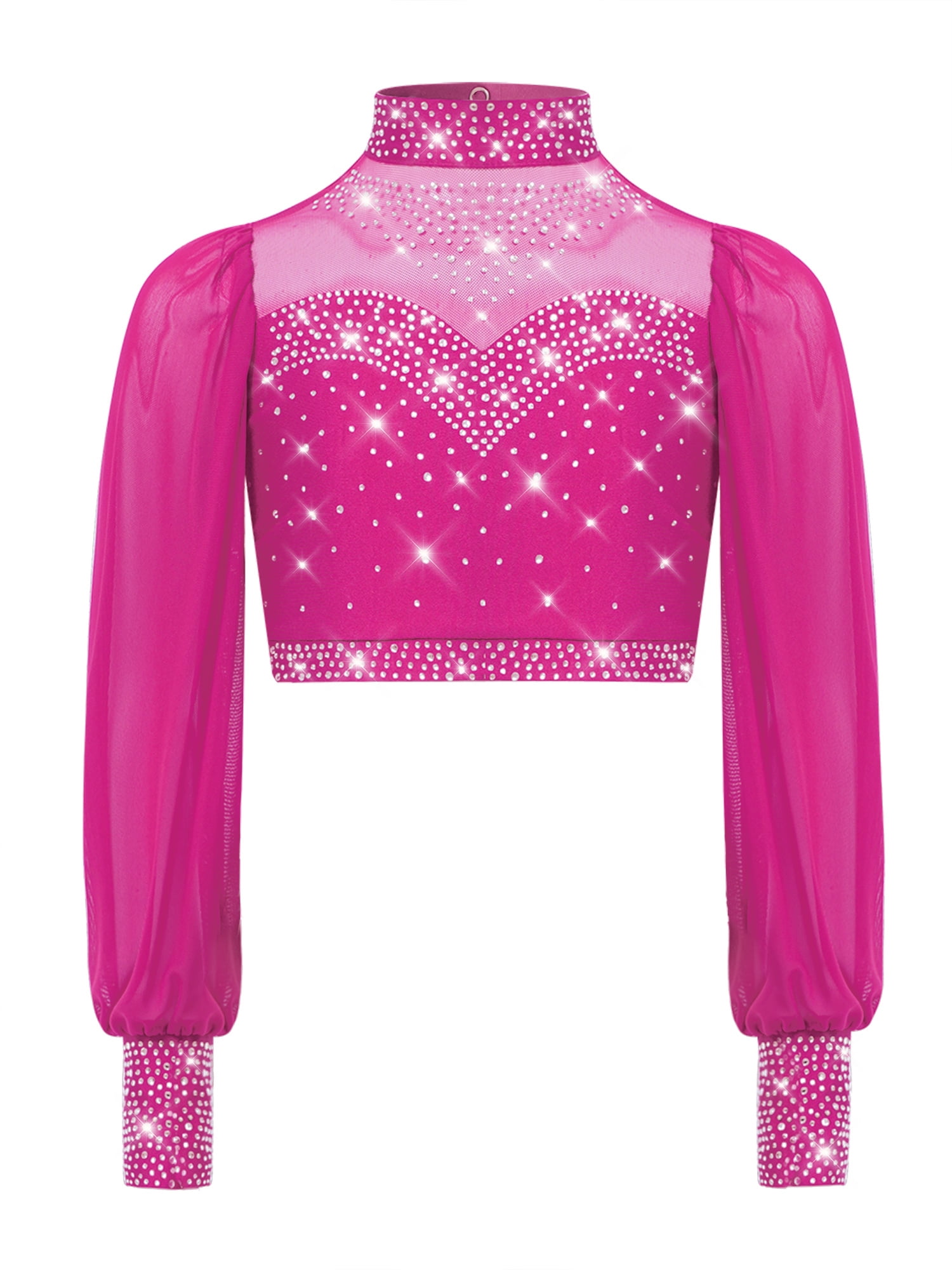 Doomiva Ballet Dance Crop Top for Girls Sparkly Gymnastics Shirt Cutout ...