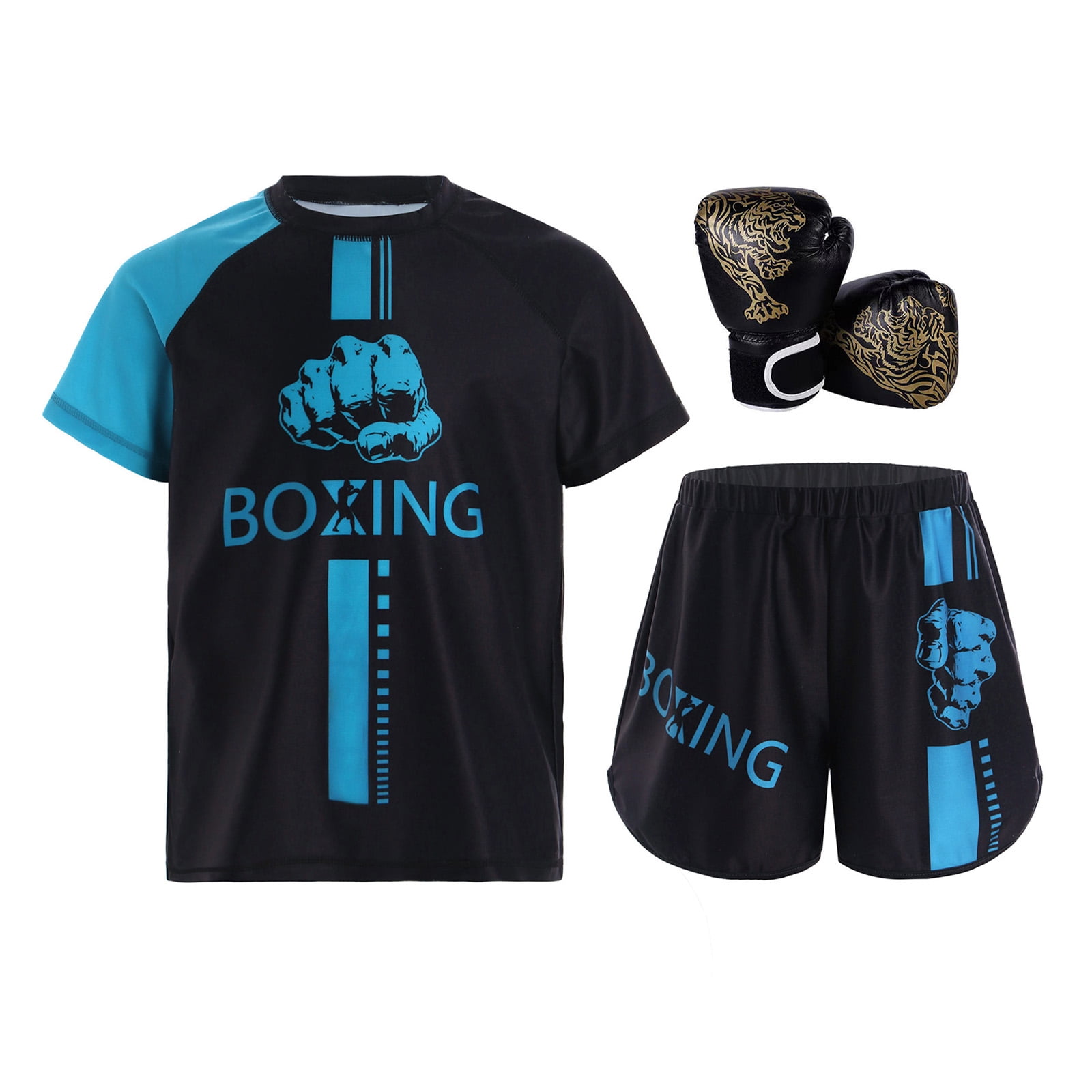 Doomiva Boy Boxing Suit Boxer Sport Shirt with Boxing Shorts + Boxing ...