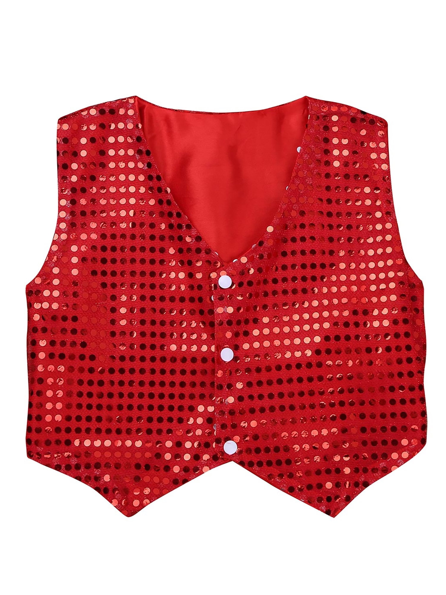 Doomiva Boy Girl Glittery Sequined Vest Jazz Hip-hop Dance Waistcoat ...