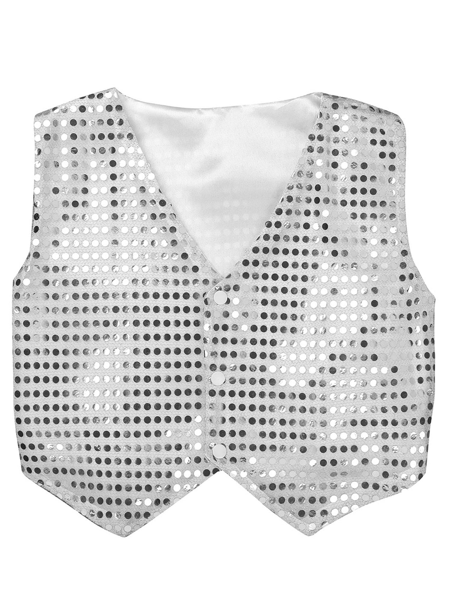 Doomiva Boy Girl Glittery Sequined Vest Jazz Hip-hop Dance Waistcoat ...