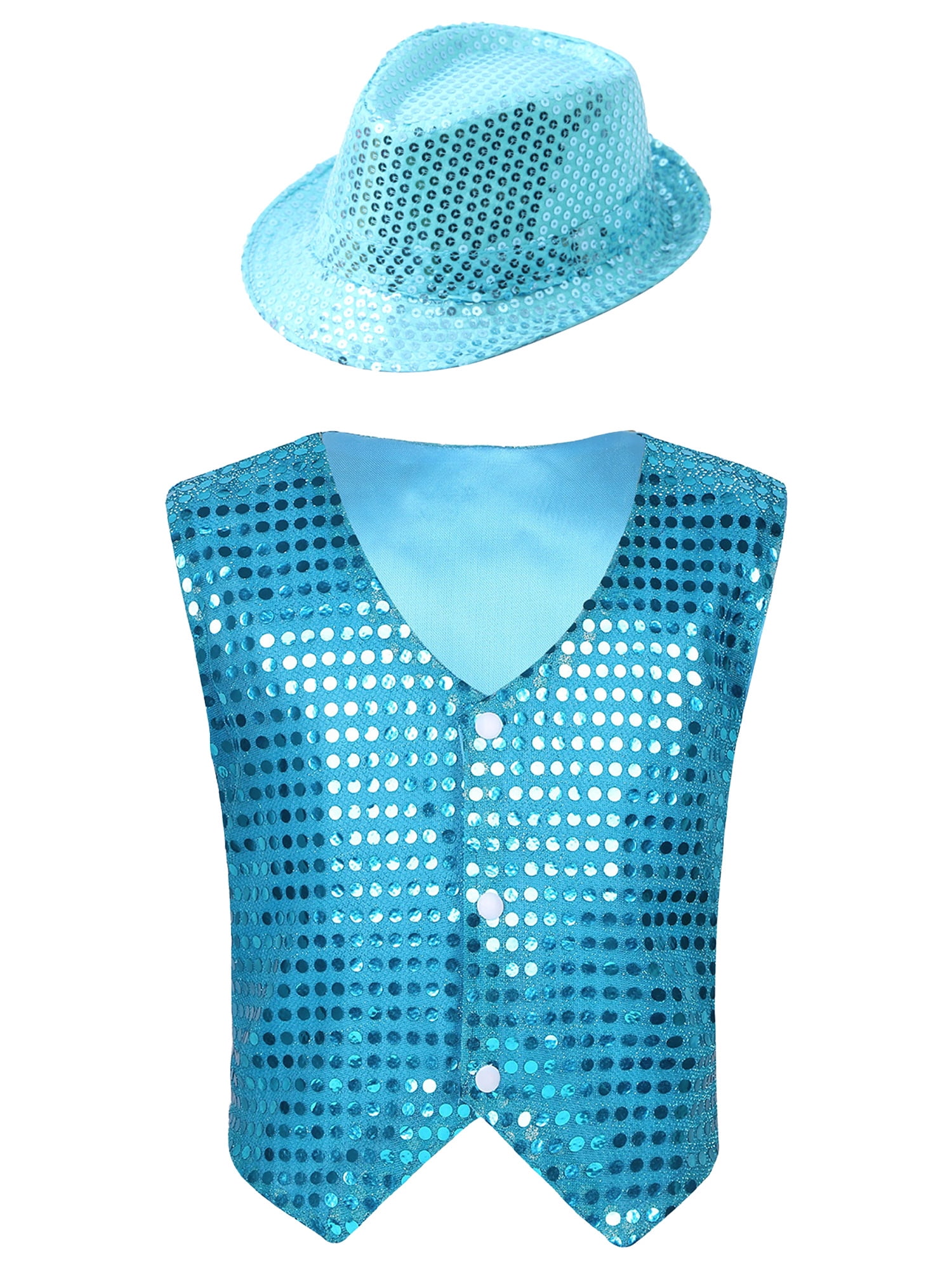 Doomiva Boys Girls Sequins Vest Hip Hop Jazz Modern Dance Top Waistcoat ...