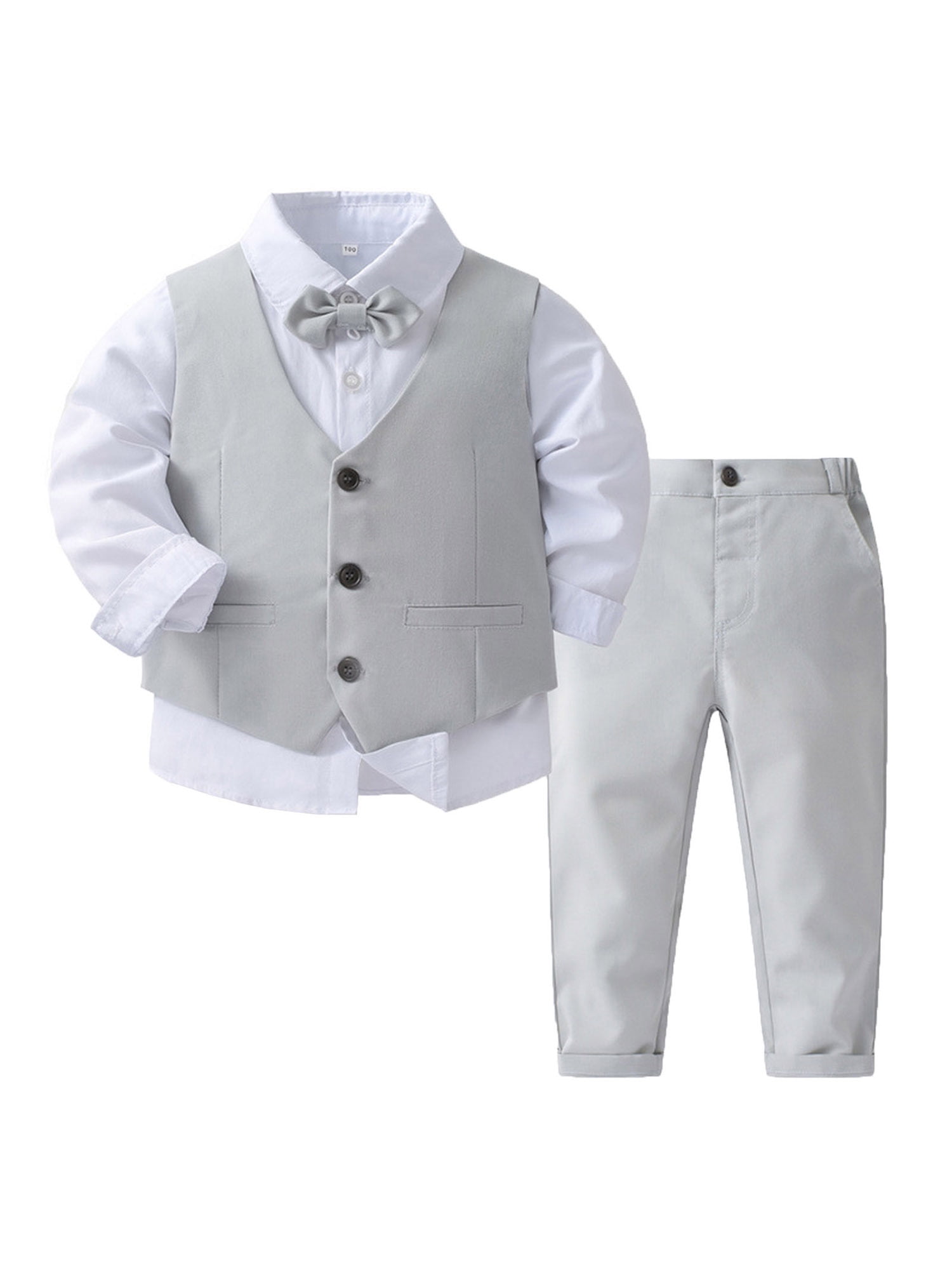 Doomiva Boys Suit Kids Ring Bearer Outfit Toddler 4Pcs Suit Set First ...
