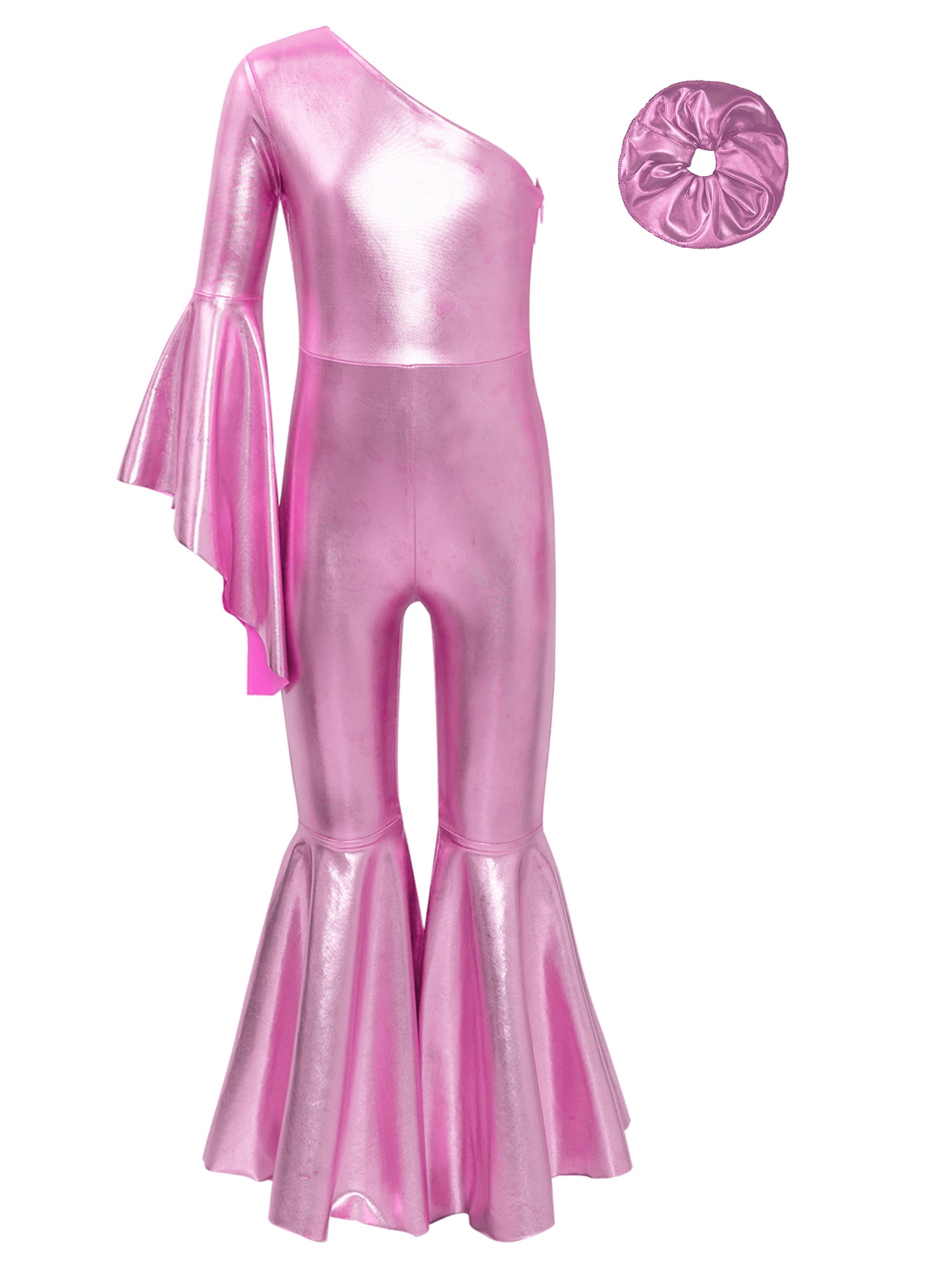 Doomiva Dance Unitards for Girls Shiny Metallic Pageant Romper Flared ...