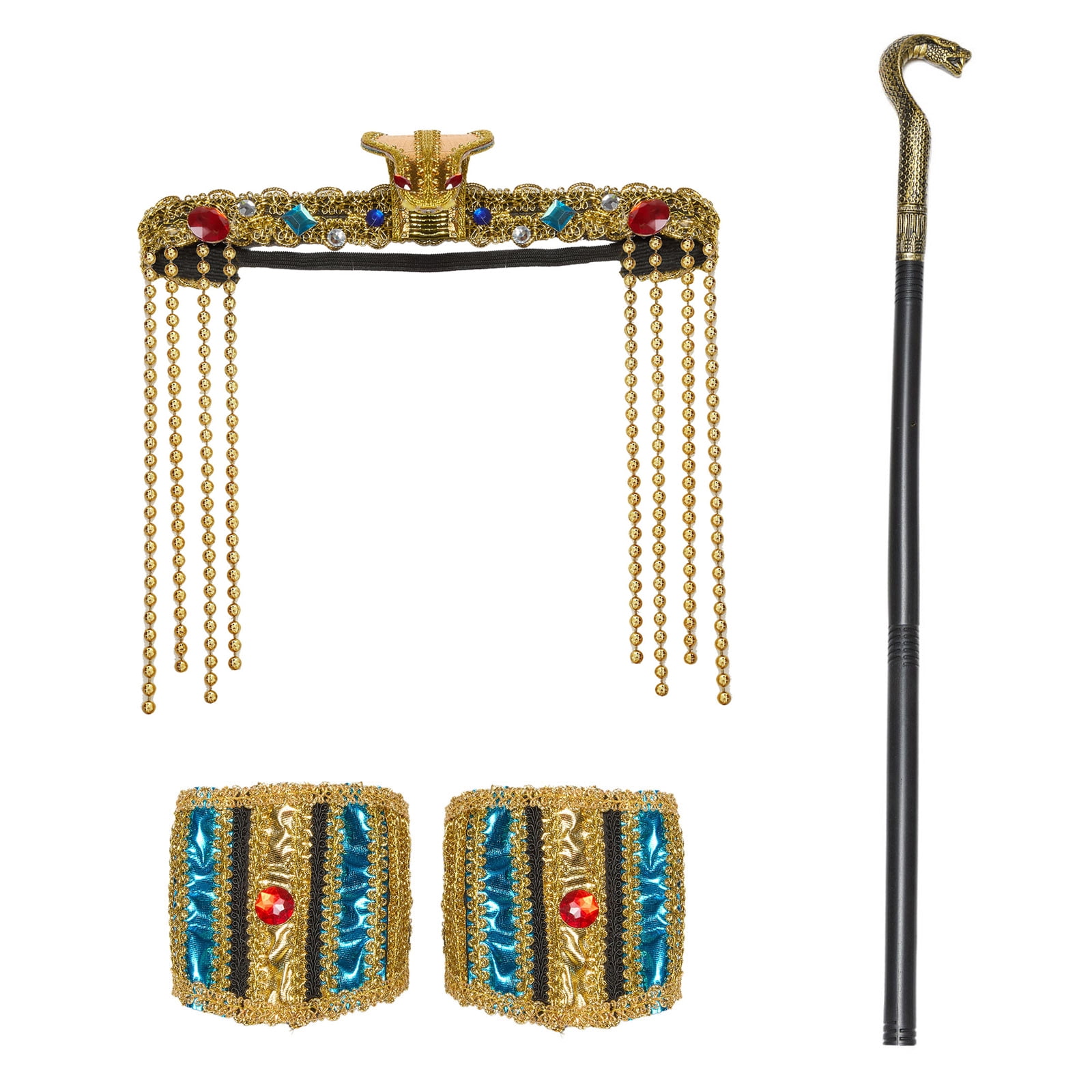 Doomiva Egyptian Cleopatra Costume Set Tassel Headpiece Neck Collar ...