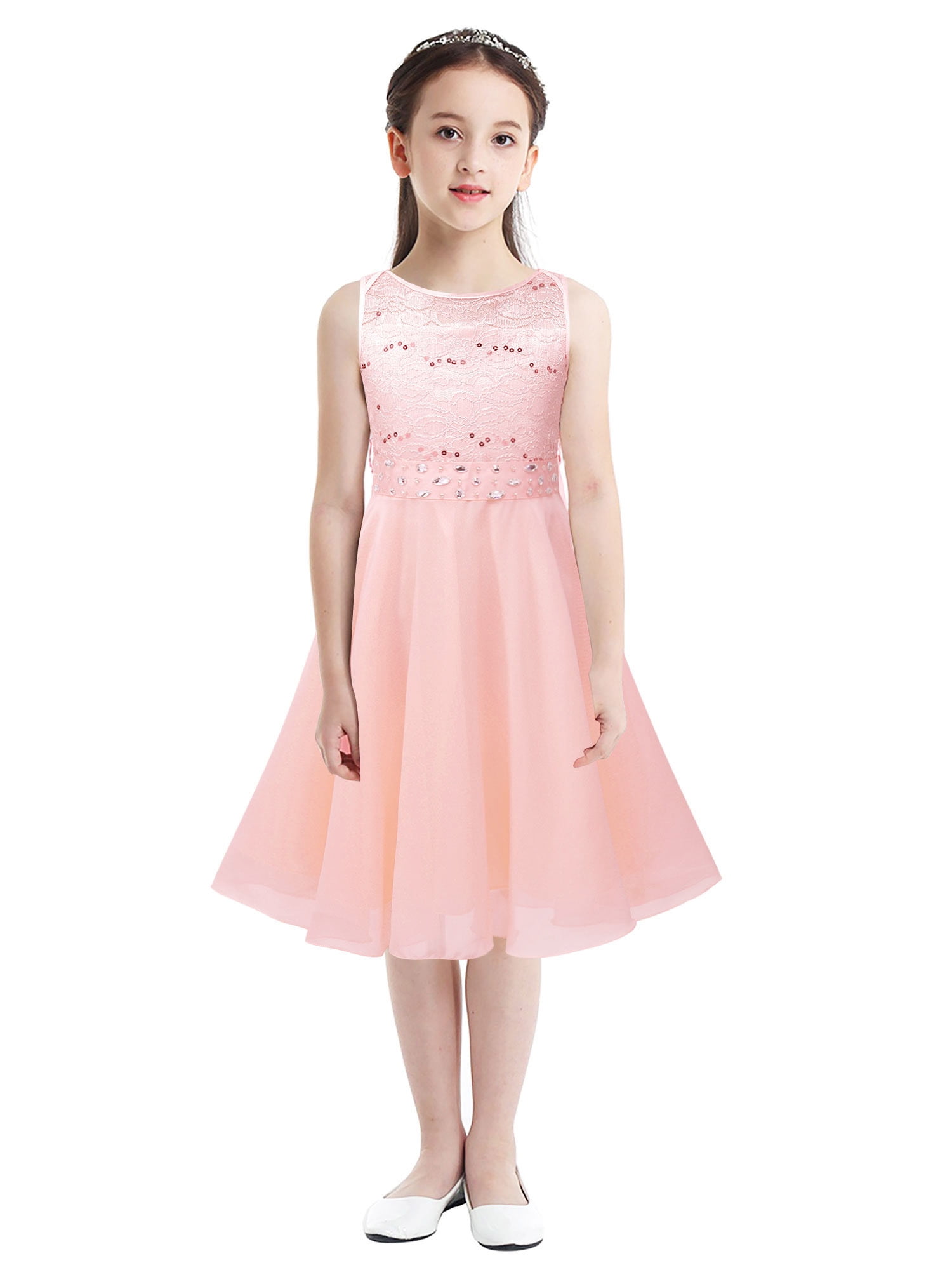 Doomiva Flower Girl Dress Lace Chiffon Princess Birthday Dresses ...