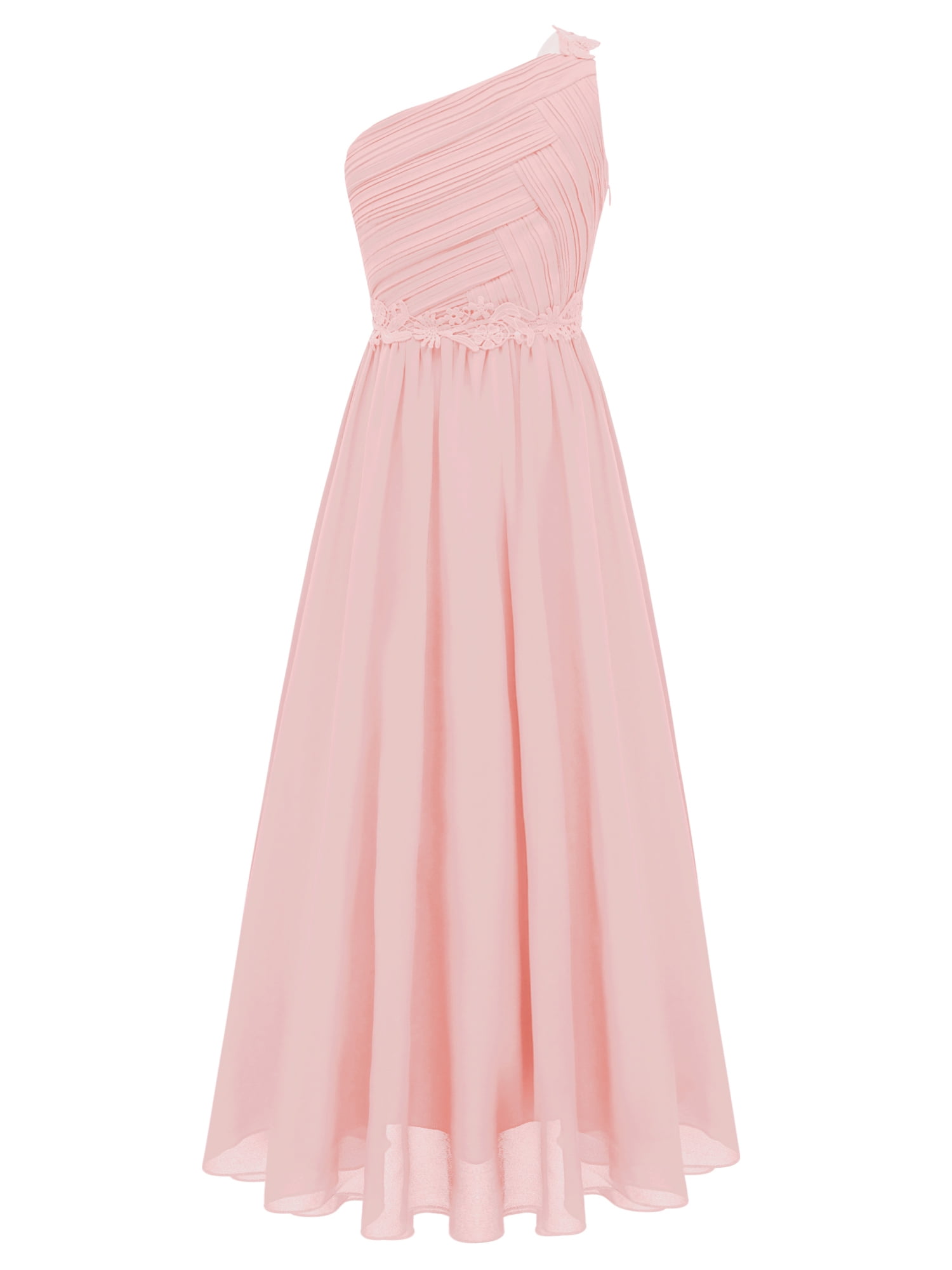 Doomiva Flower Girls Maxi Dress One Shoulder Bridesmaid Wedding Pageant