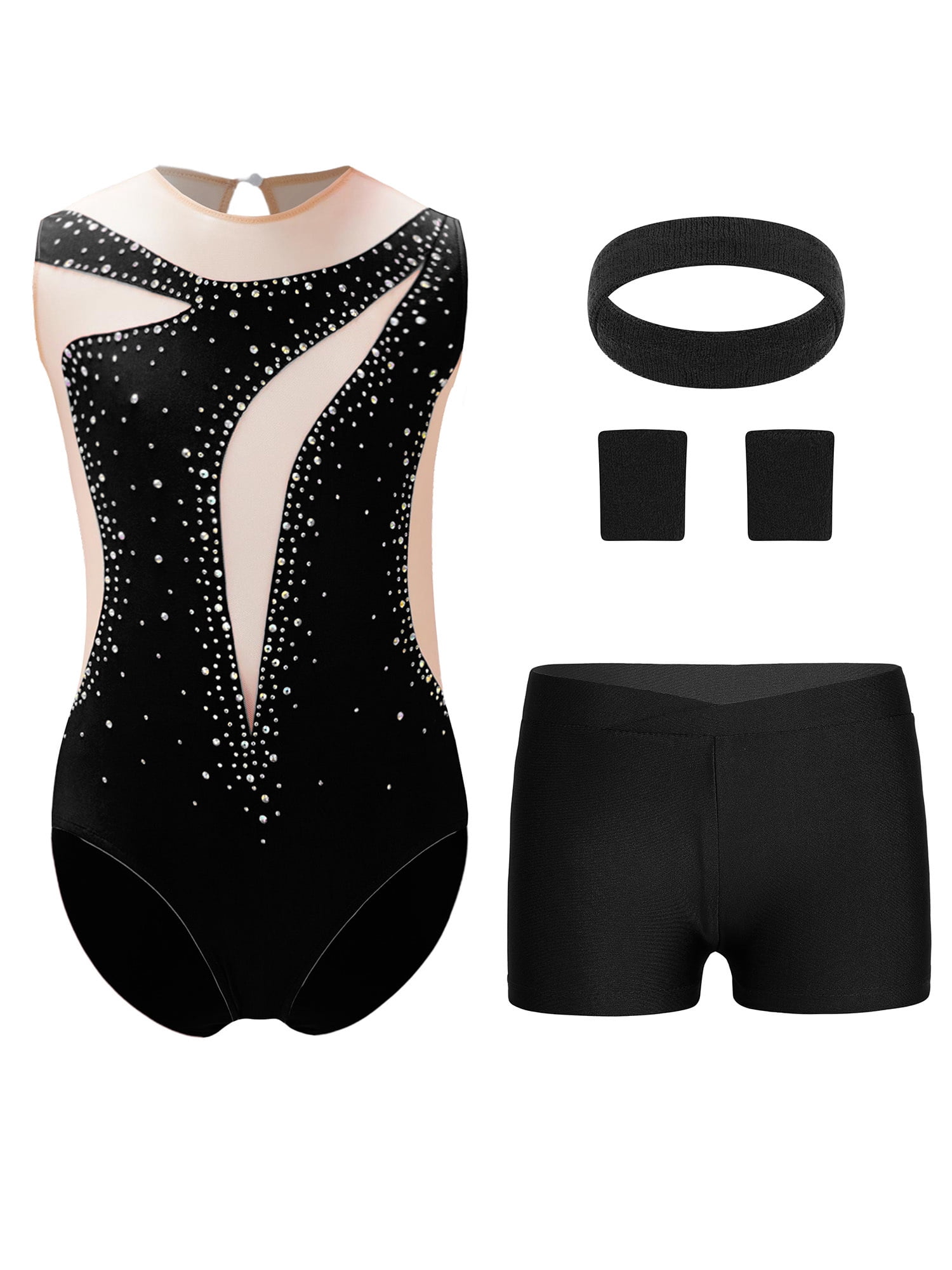 Doomiva Girls 4-piece Gymnastics Leotards Athletic Outfit Dance ...