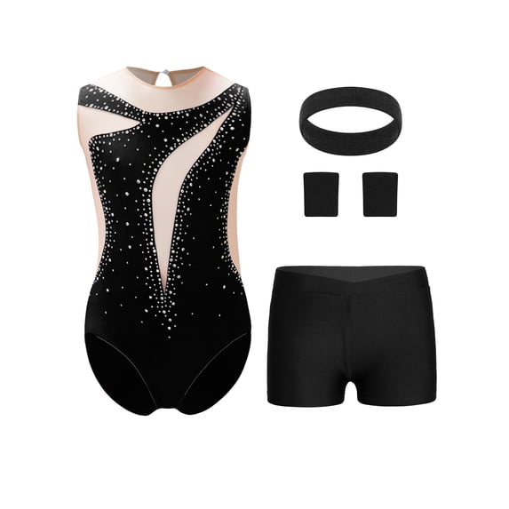 Doomiva Girls 4-piece Gymnastics Leotards Athletic Outfit Dance ...