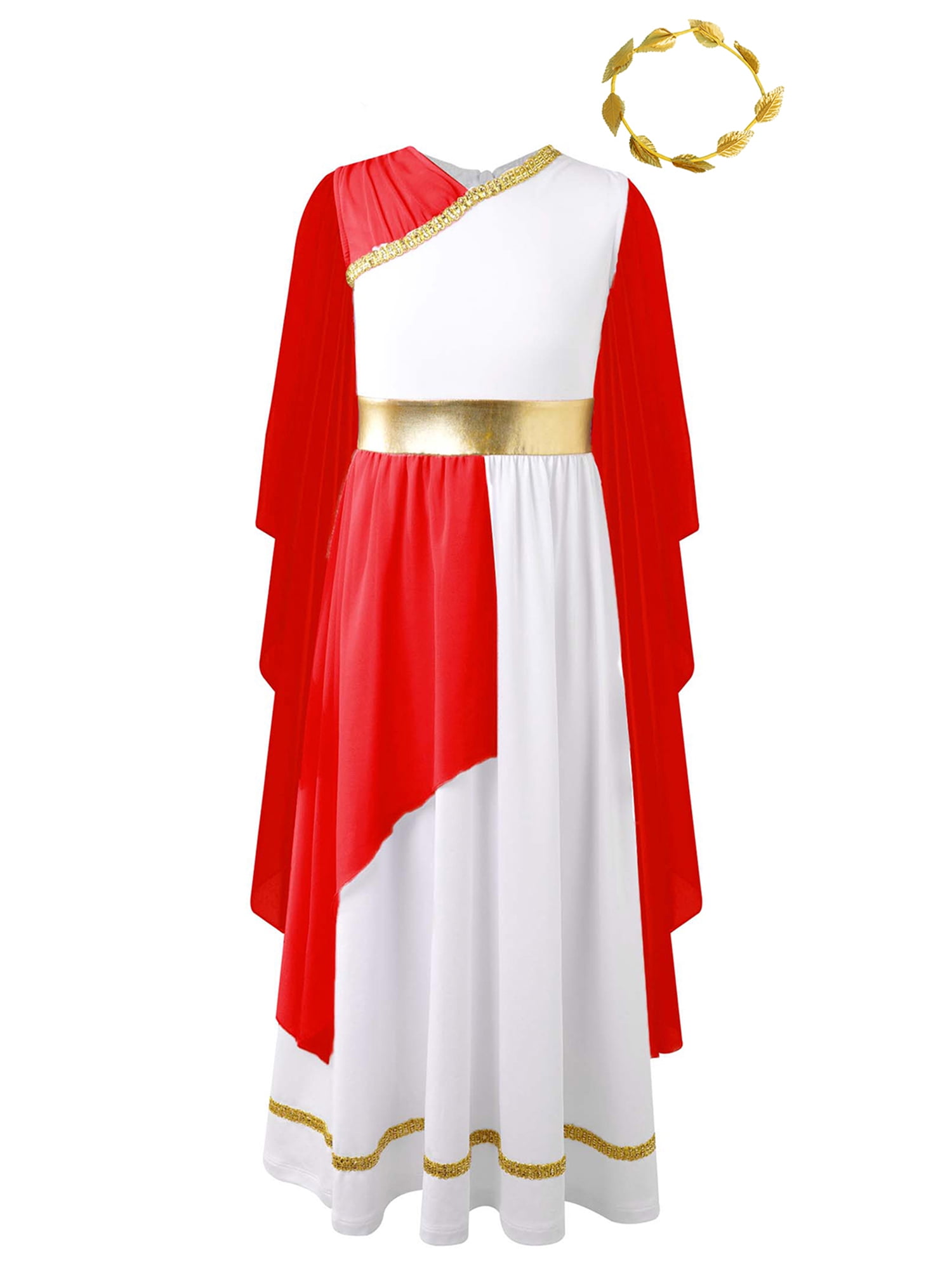 Doomiva Girls Athenian Princess Toga Dress with Laurel Ancient Greek ...