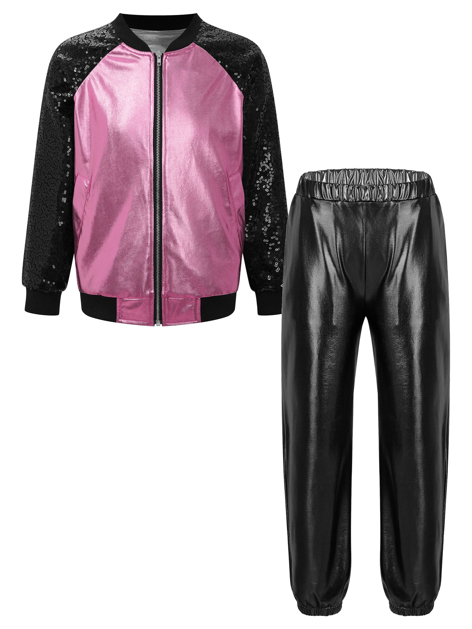 Doomiva Girls Boy's Hip-hop Jazz Dance Performance Outfit Shiny ...