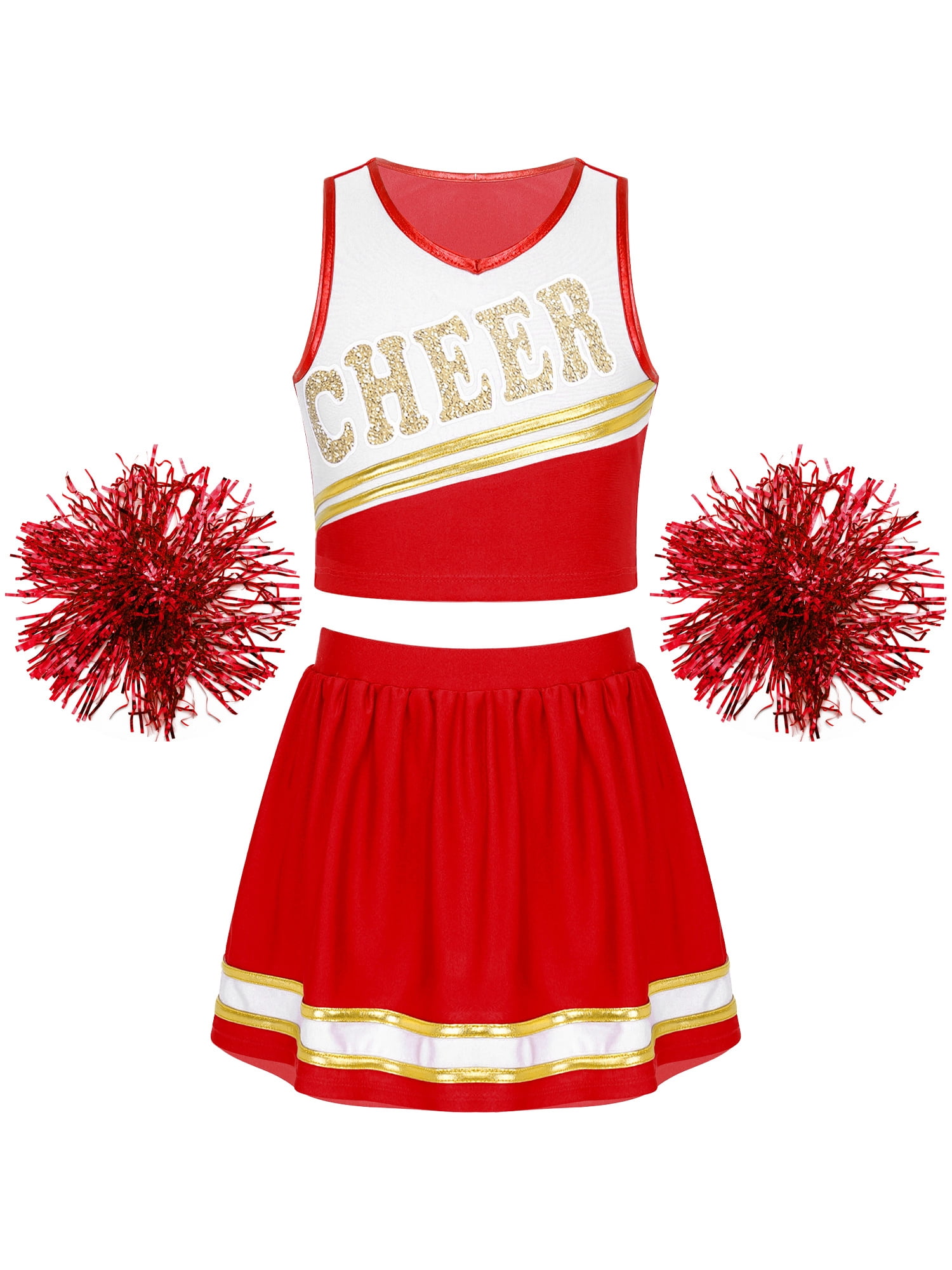 Doomiva Girls Cheer Leader Costume Children Dress Outfit Cheerleading ...