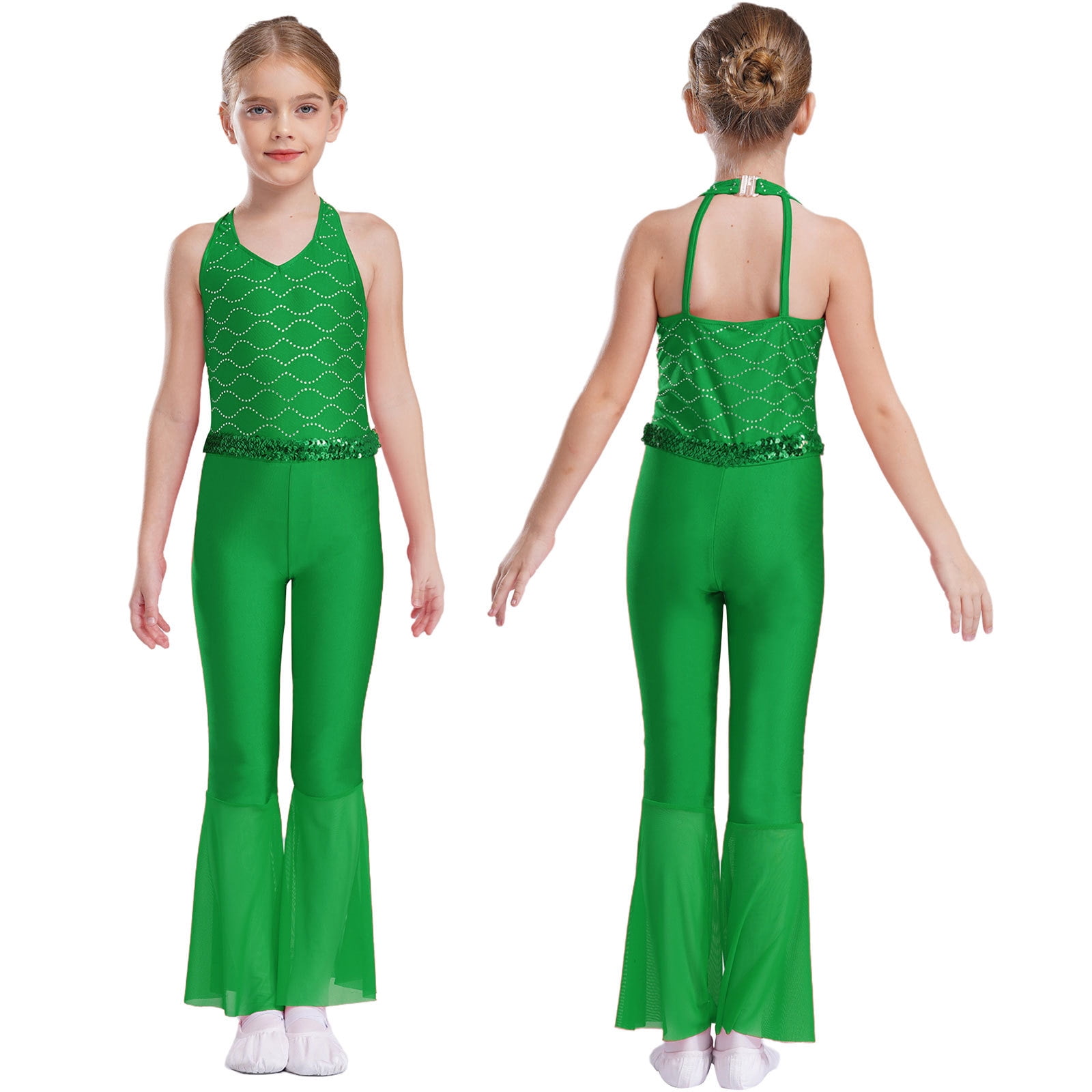 Doomiva Girls Sequins Jumpsuit One Piece Fish Scale Performance Leotard ...