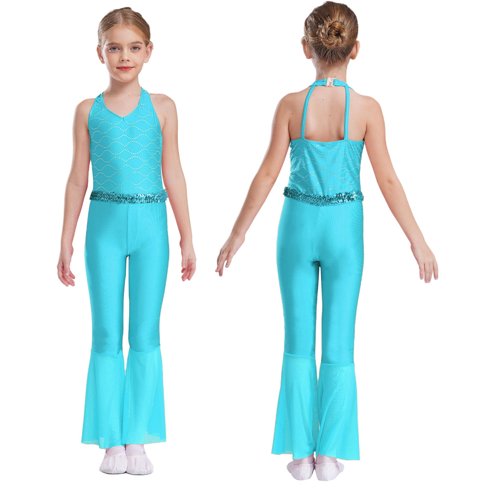 Doomiva Girls Sequins Jumpsuit One Piece Fish Scale Performance Leotard ...