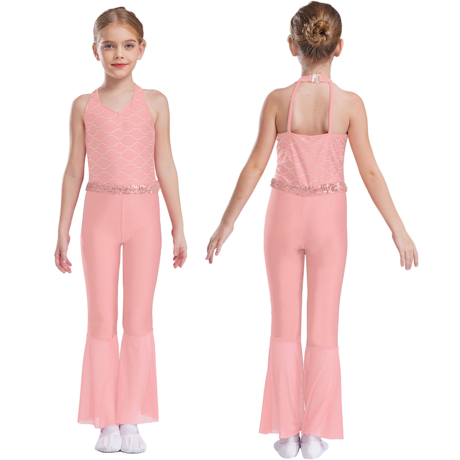 Doomiva Girls Sequins Jumpsuit One Piece Fish Scale Performance Leotard ...