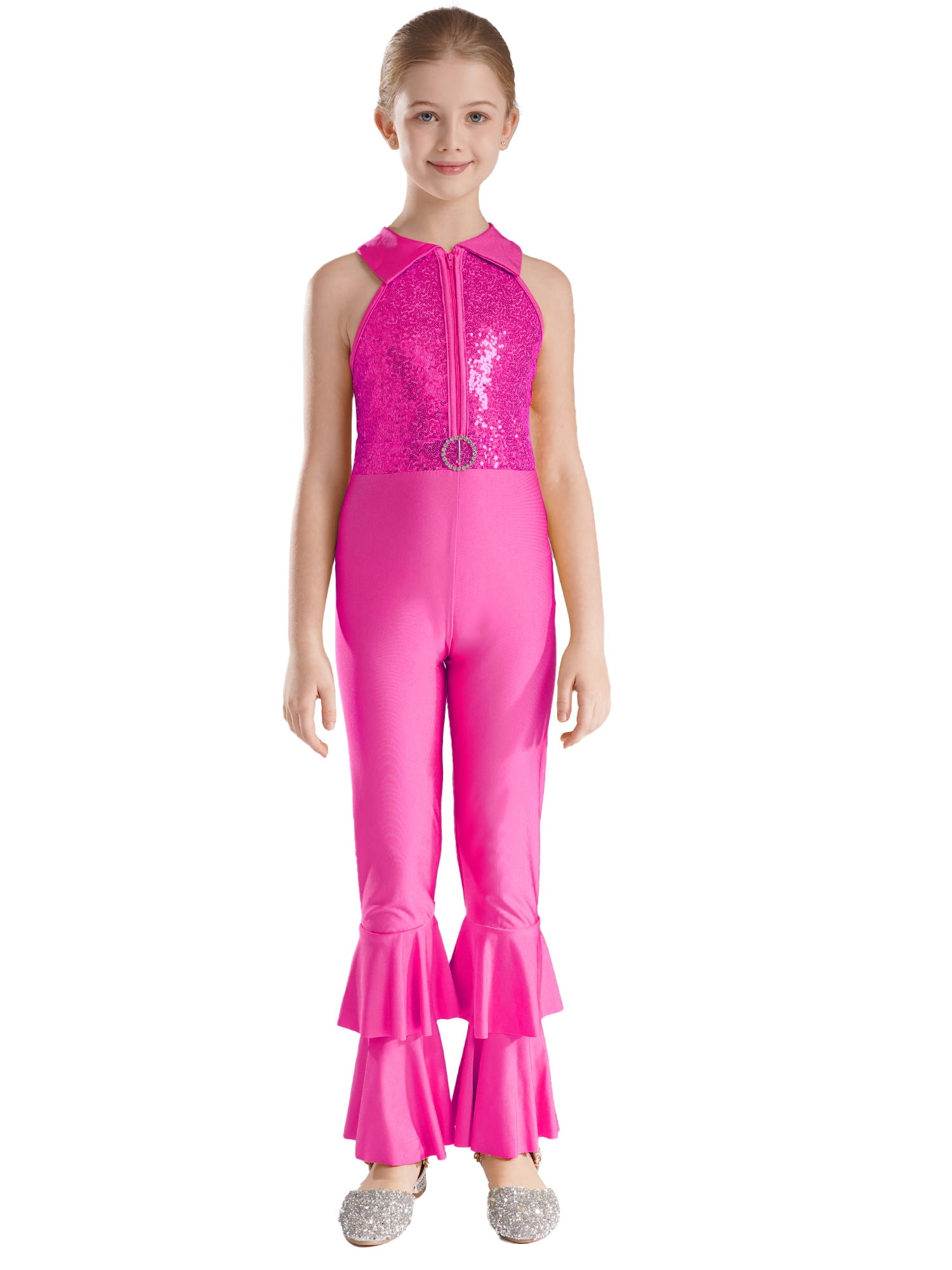 Doomiva Girls Sequins Metallic One Piece Full Body Tank Unitard ...