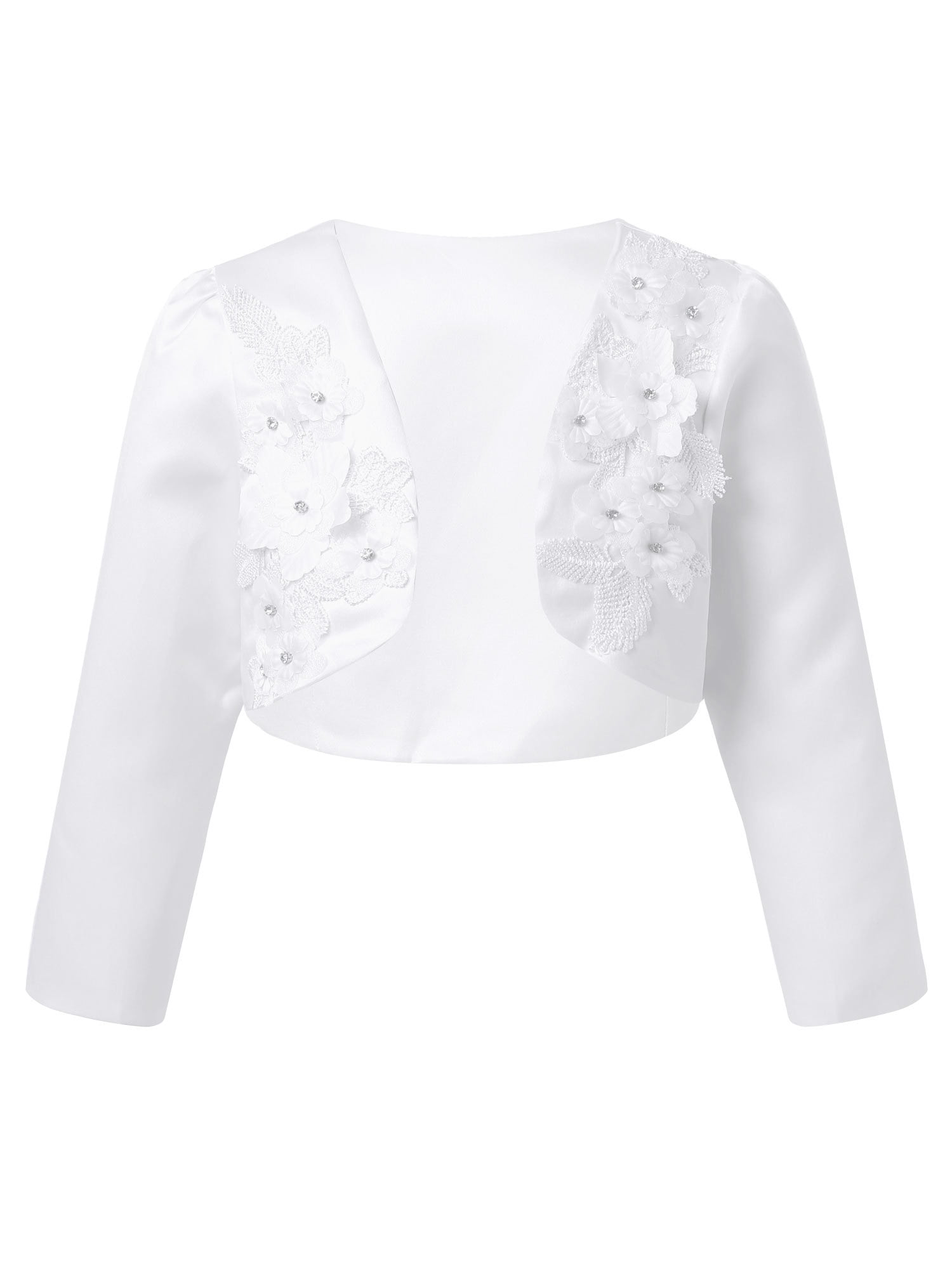 Doomiva Girls Shrug Embroidered Flowers Diamonds Cardigan Long Sleeve ...
