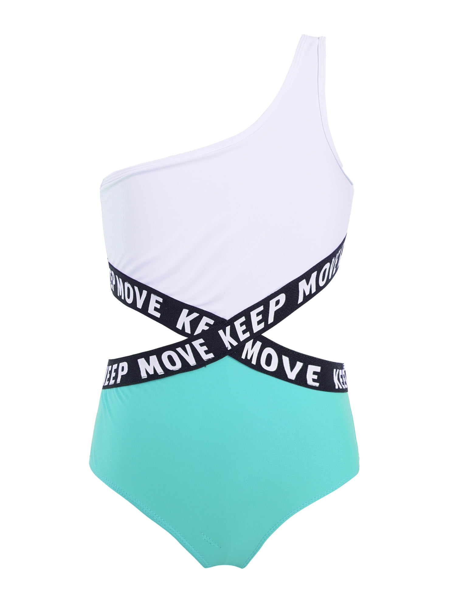Doomiva Girls Single Shoulder Cutout Waist One Piece Swimsuit Beach ...