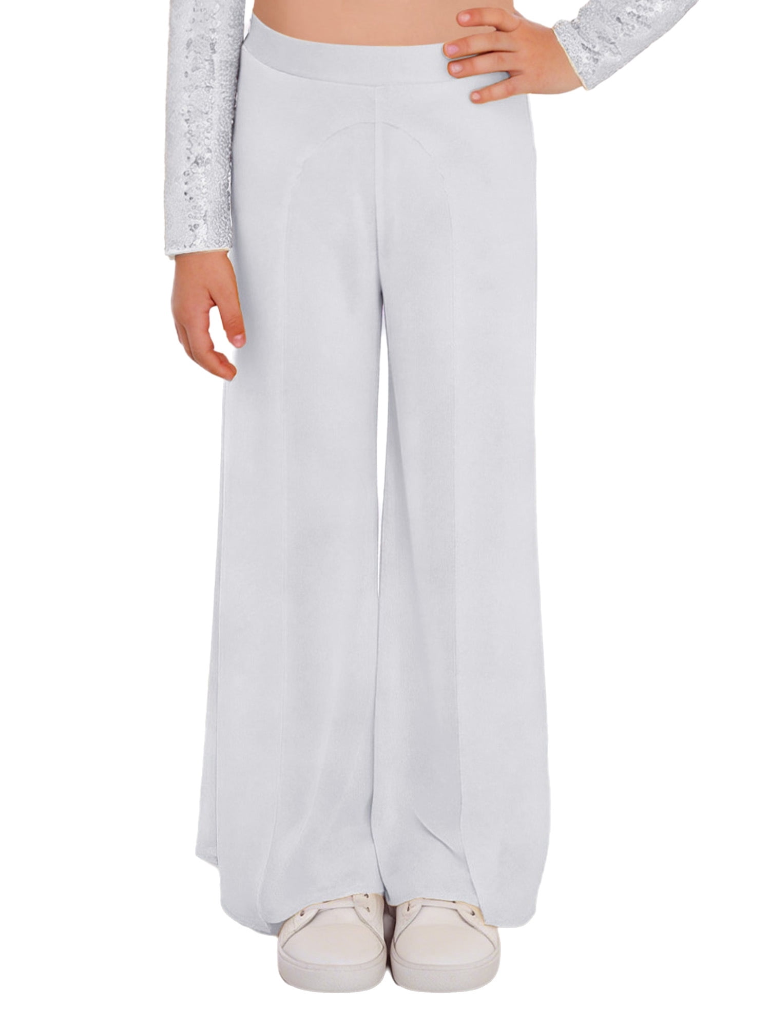 Doomiva Girls Solid Color Jazz Hip Hop Belly Dance Trousers Flowy Mesh ...