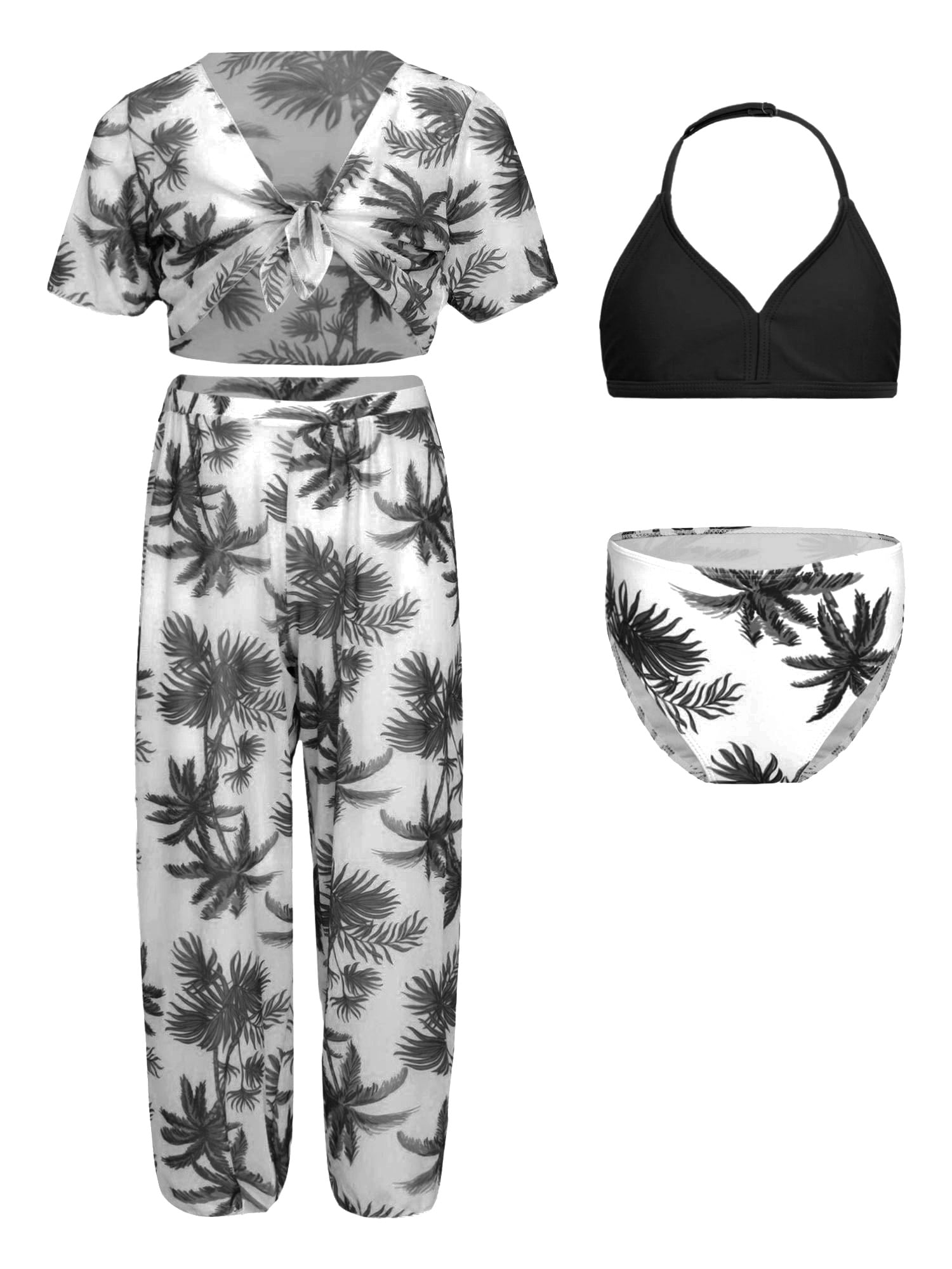 Doomiva Girls Swimming Cut Out 4 Piece Bikini Swimsuit Set Quick Dry ...